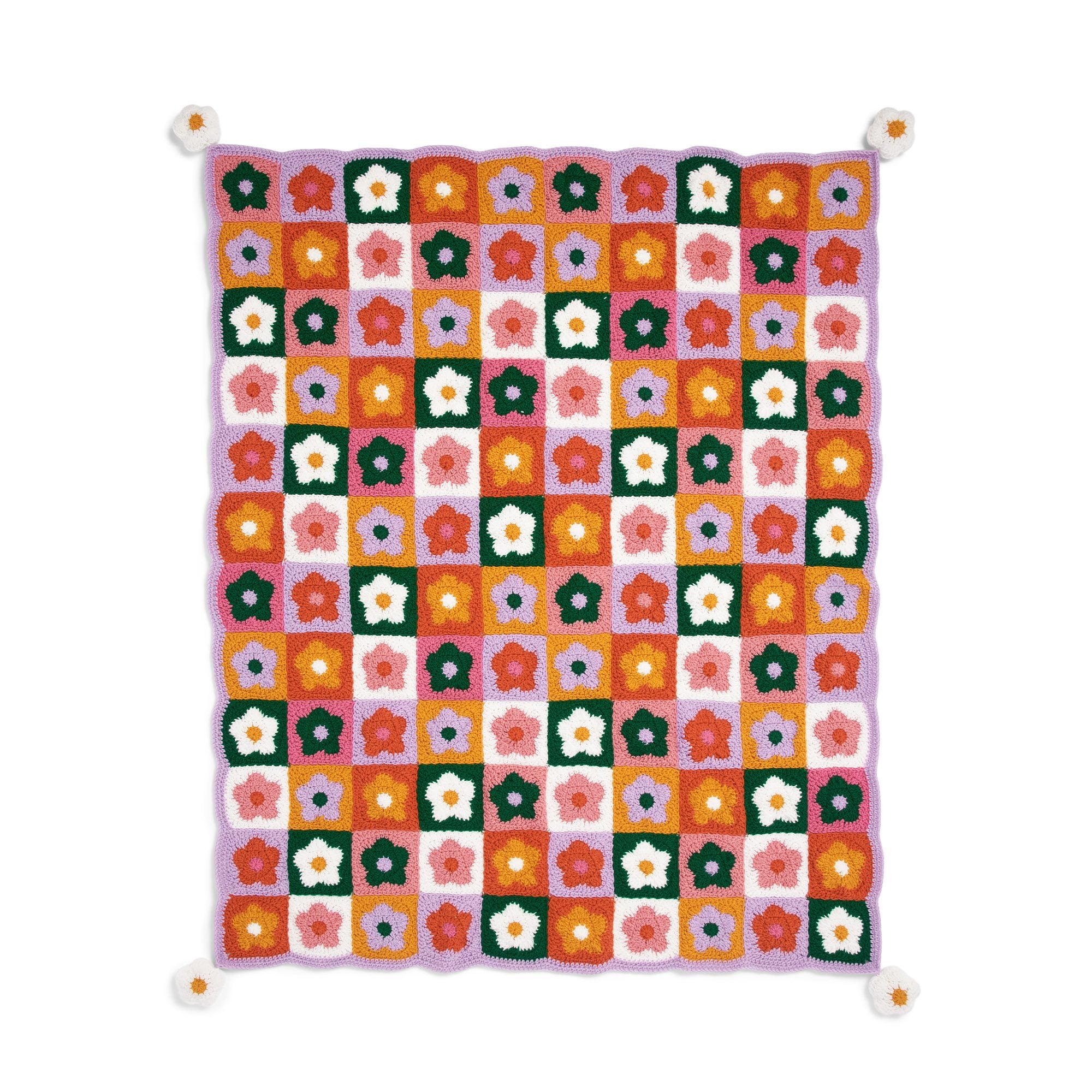 Free Easy Red Heart Field of Daisies Crochet Blanket Pattern | Yarnspirations