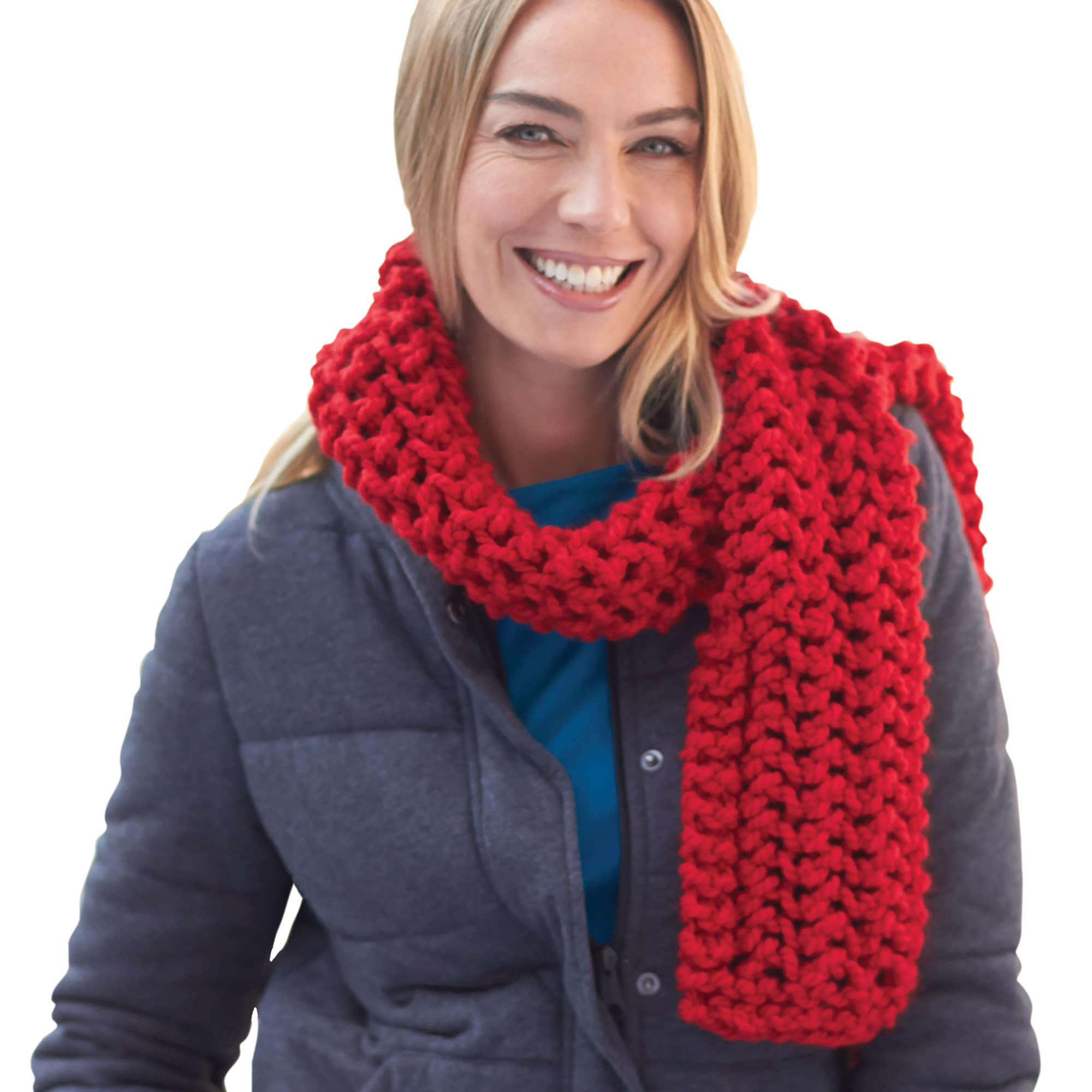 Free Easy Bernat Lofty Stitch Scarf Knitting Pattern | Yarnspirations