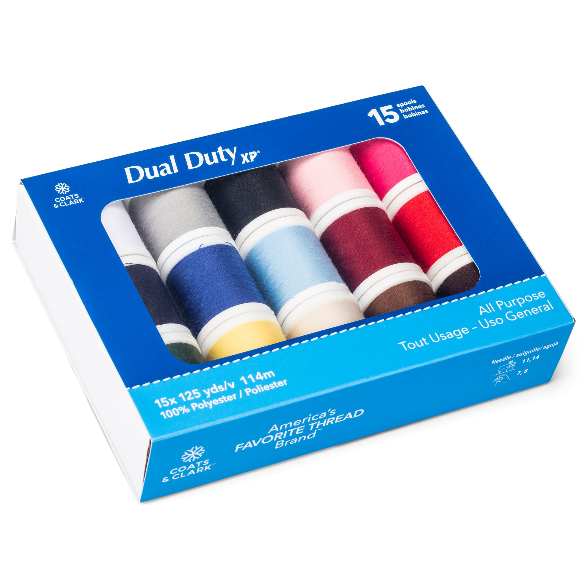Coats & Clark Dual Duty XP All Purpose Sewing Thread Set, 15 Spools ...