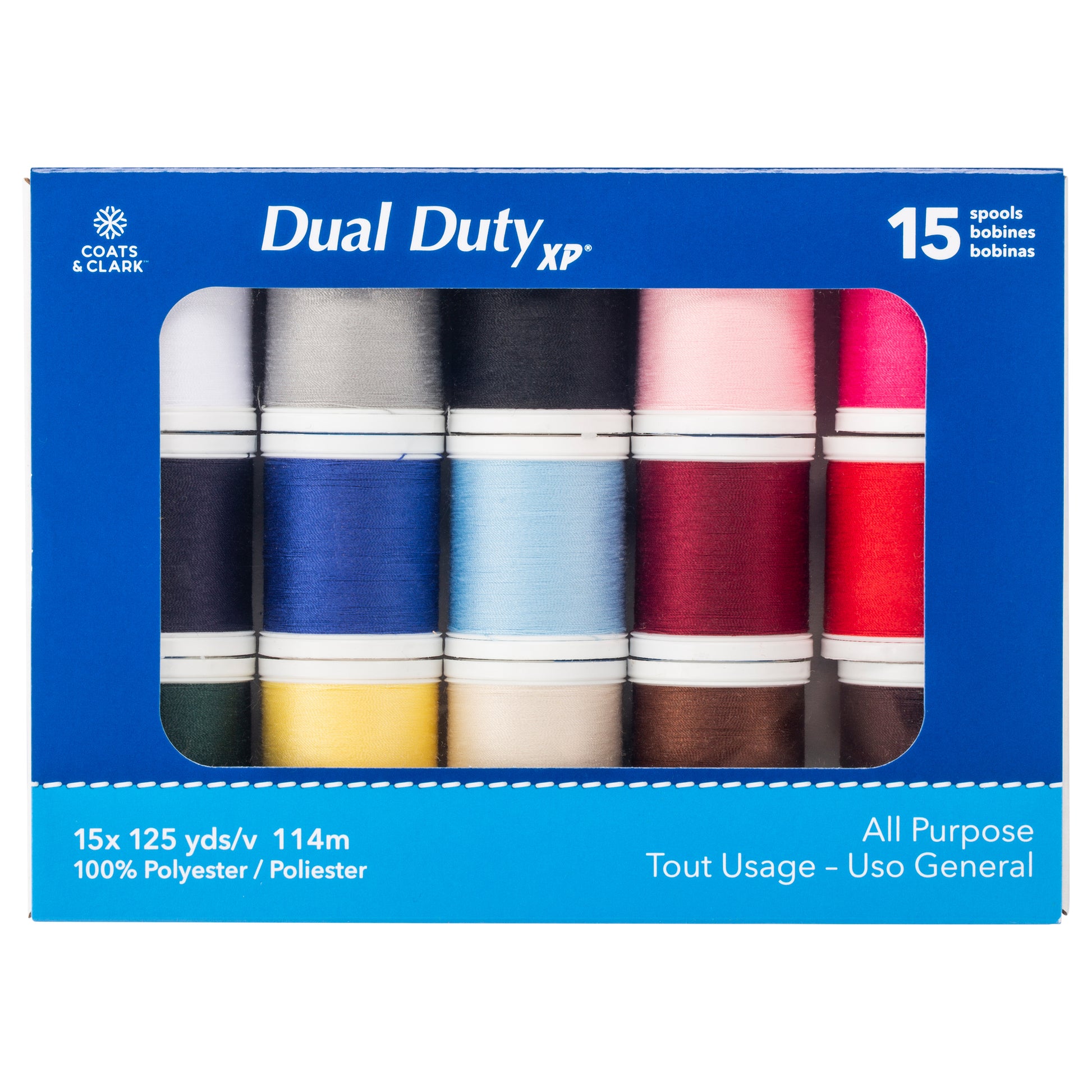 Coats & Clark Dual Duty XP All Purpose Sewing Thread Set, 15 Spools ...