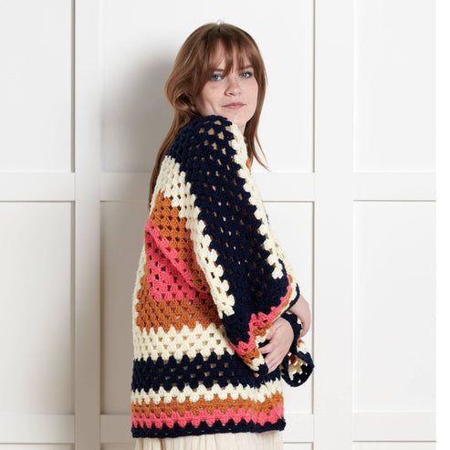 Free Beginner Bernat Beginner Hexi-Cardi Crochet Pattern | Yarnspirations
