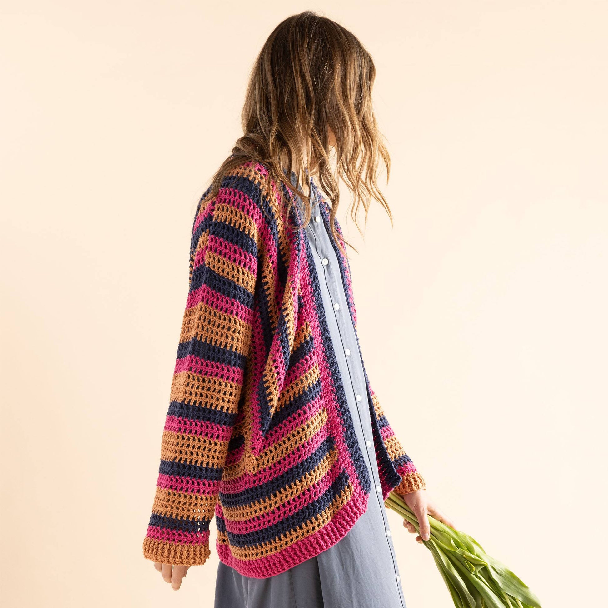 Free Easy Bernat Bold Mesh Crochet Cardigan Pattern | Yarnspirations