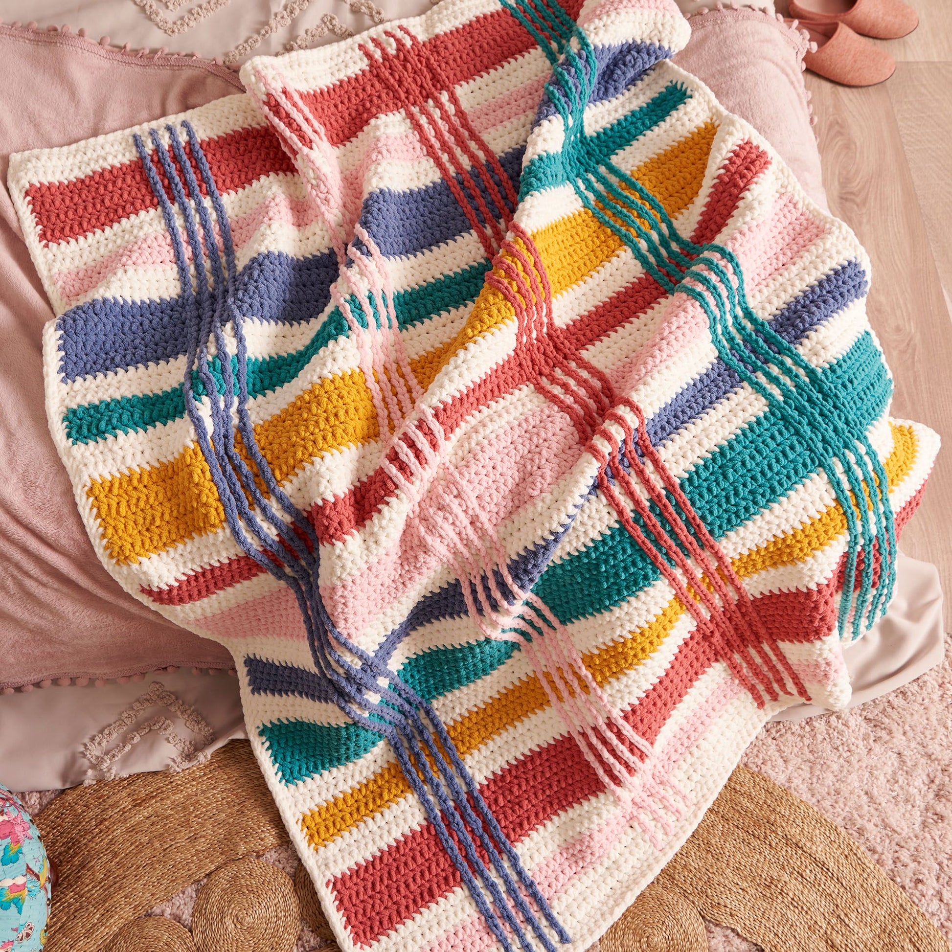 Free Beginner Bernat Colorweave Oasis Crochet Blanket Pattern ...