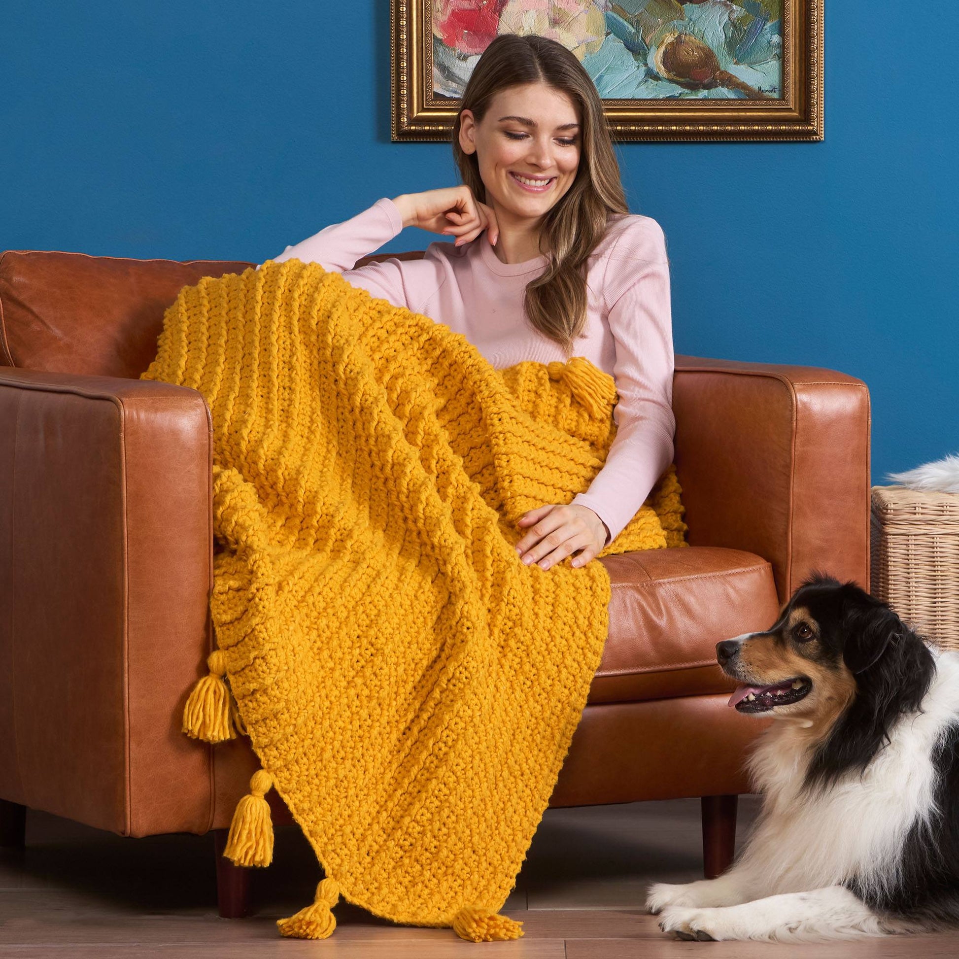 Free Easy Bernat Fluffee Ridges Crochet Blanket Pattern | Yarnspirations
