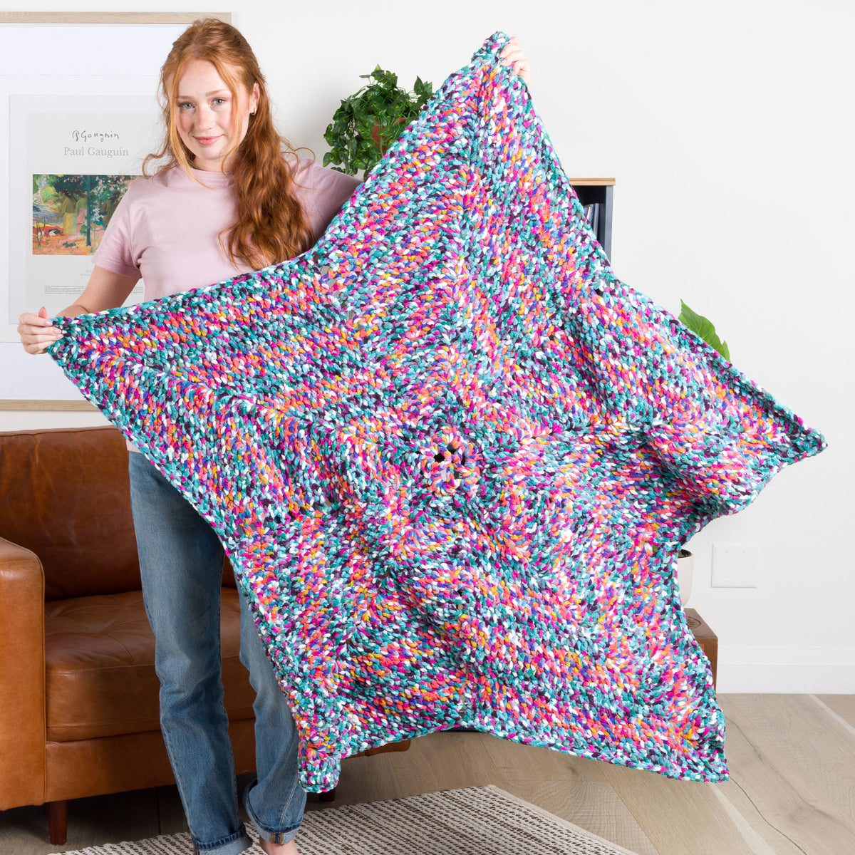 Free Easy Bernat Stripy Star Crochet Blanket Pattern | Yarnspirations