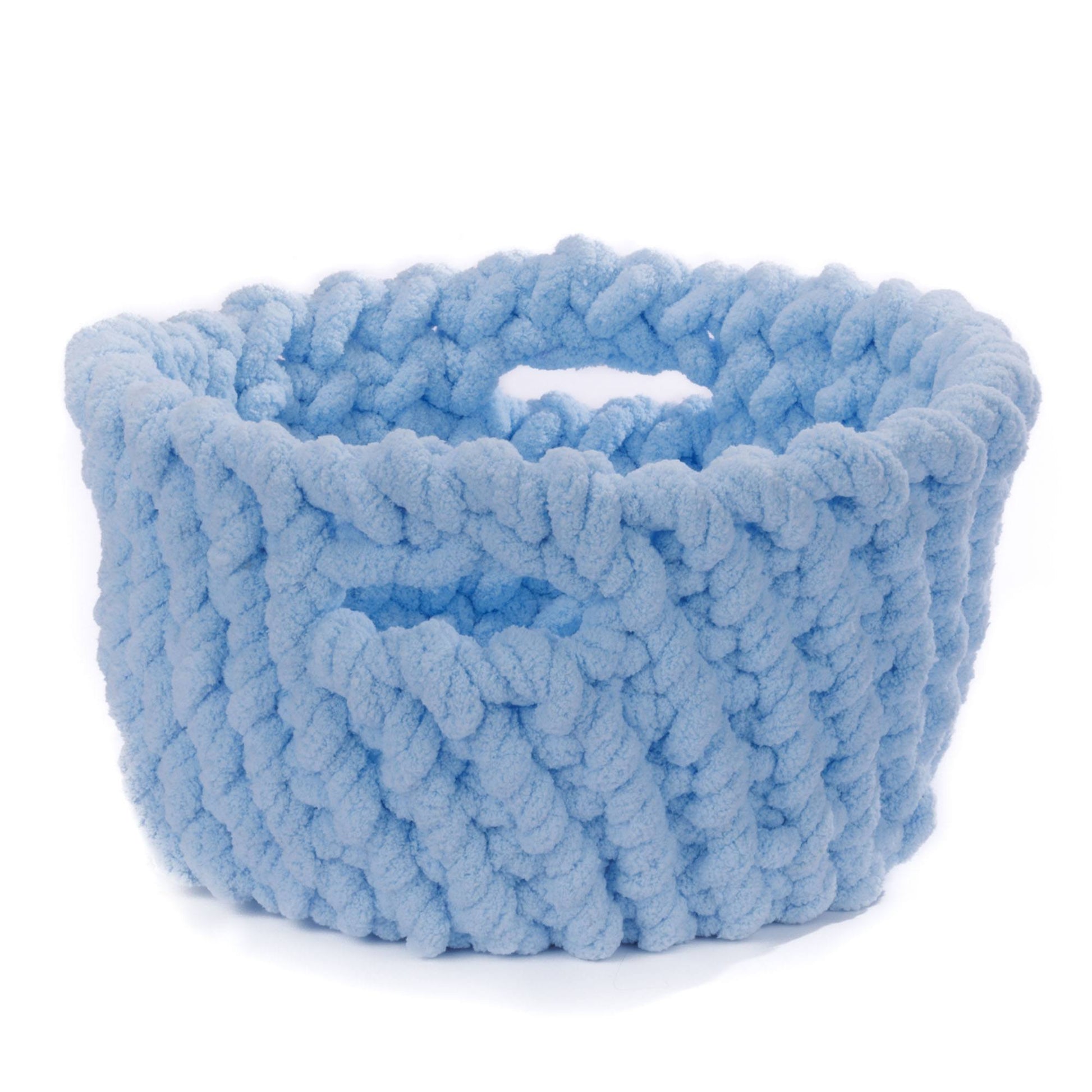 Free Easy Bernat Crossed Stitch Crochet Basket Pattern | Yarnspirations