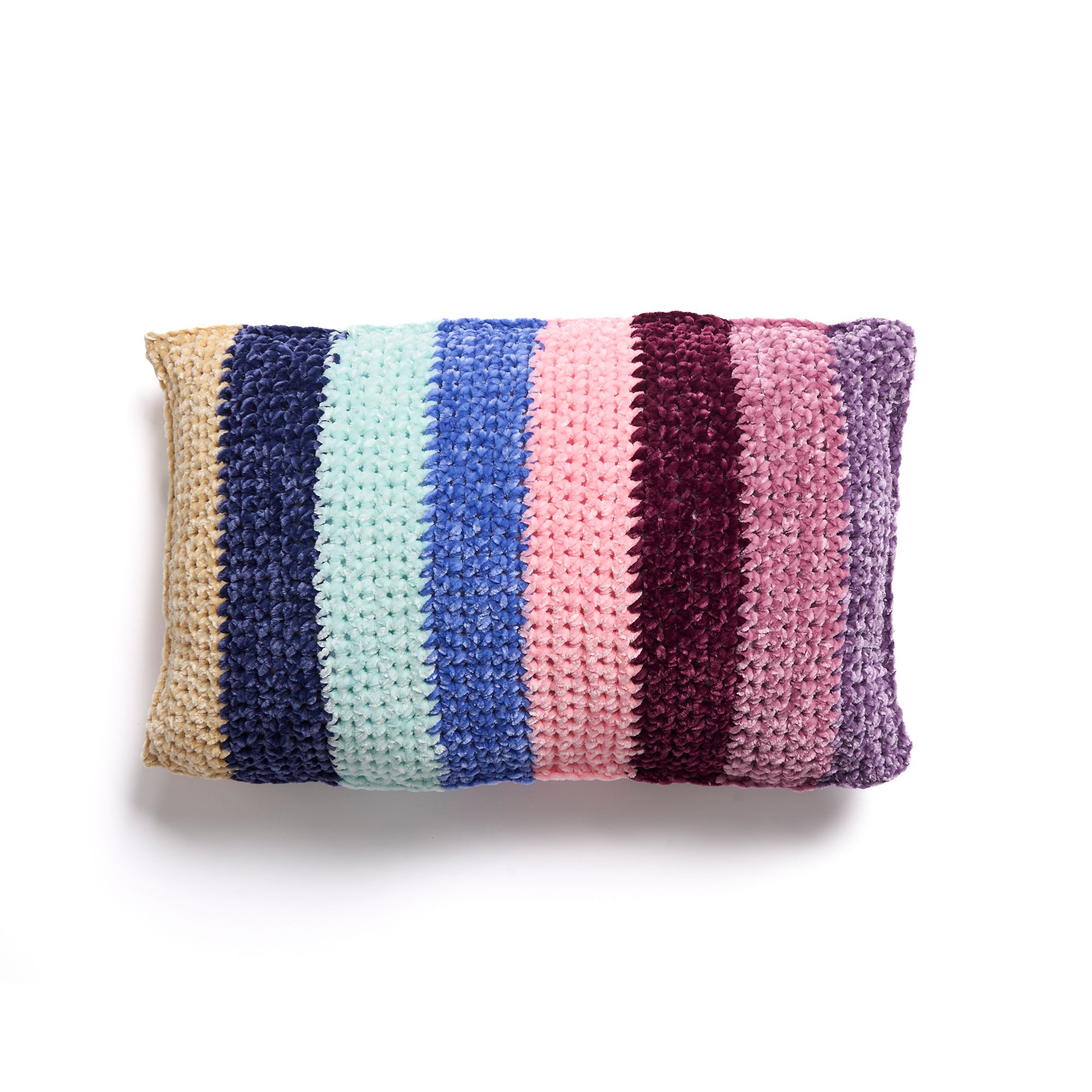 Free Easy Bernat Crochet Stripey Lumbar Pillow Pattern | Yarnspirations