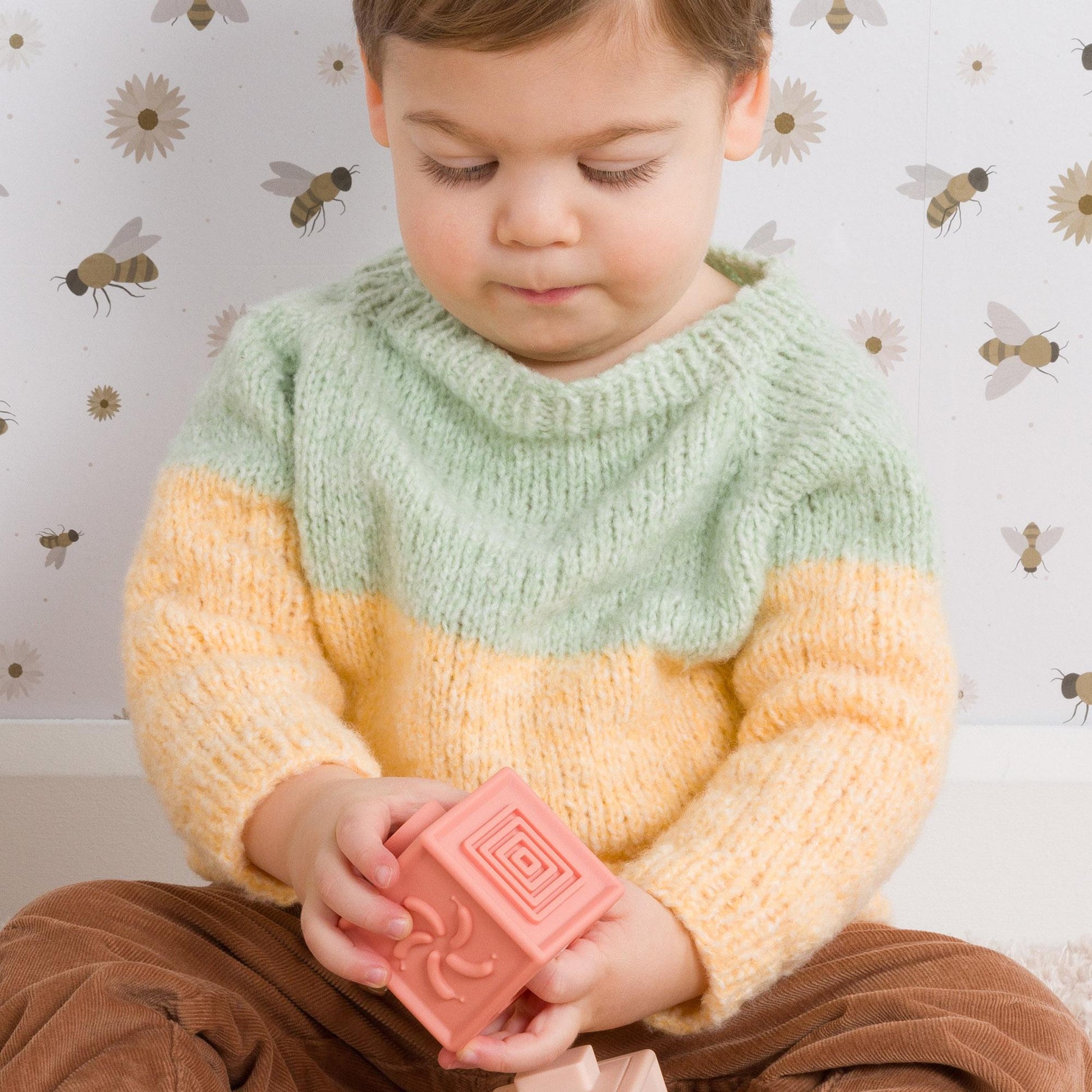 Free Easy Bernat Knit Top Down Raglan Baby Pullover Pattern ...