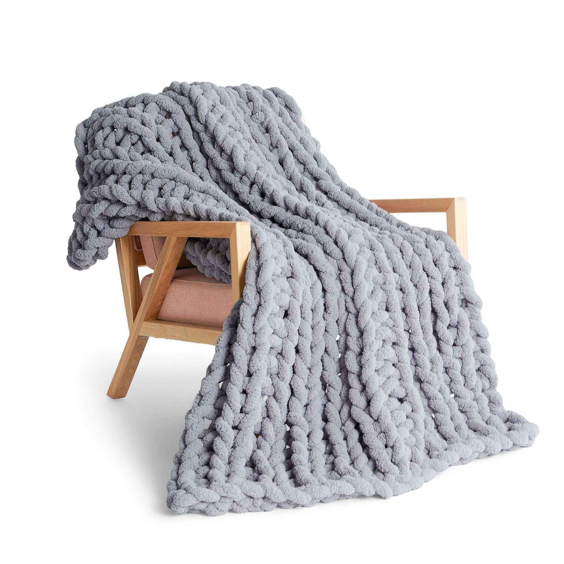 Free Beginner Bernat Big Rib Table Knit Blanket Craft Pattern ...