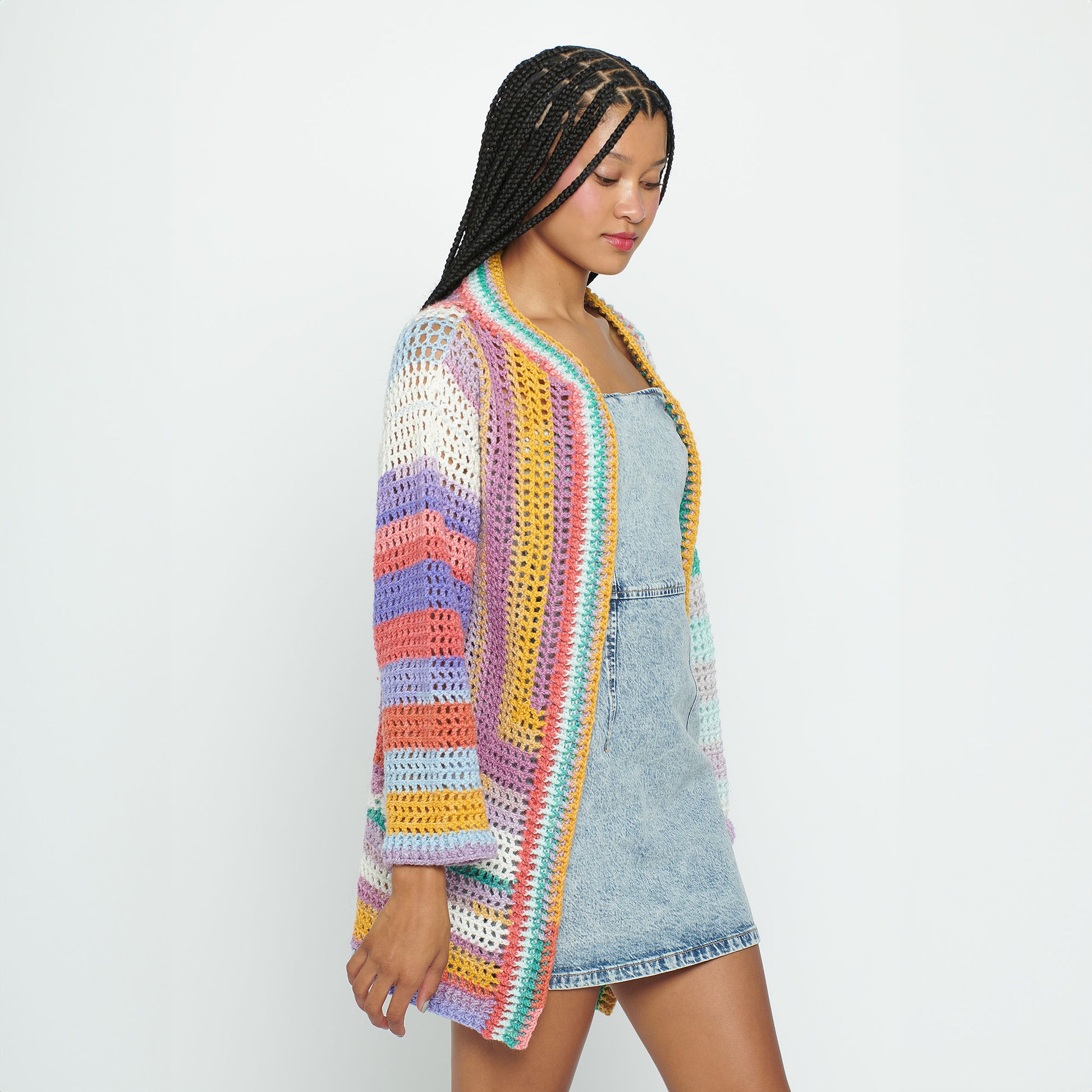 Free Easy Caron Mitered Mesh Crochet Cardigan Pattern | Yarnspirations