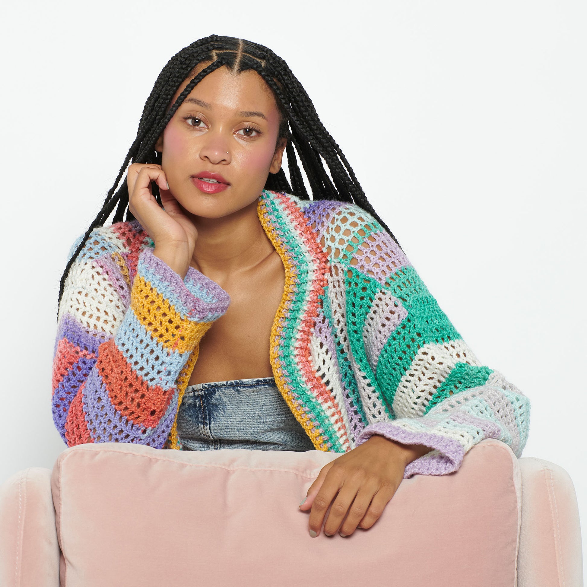 Free Easy Caron Mitered Mesh Crochet Cardigan Pattern | Yarnspirations