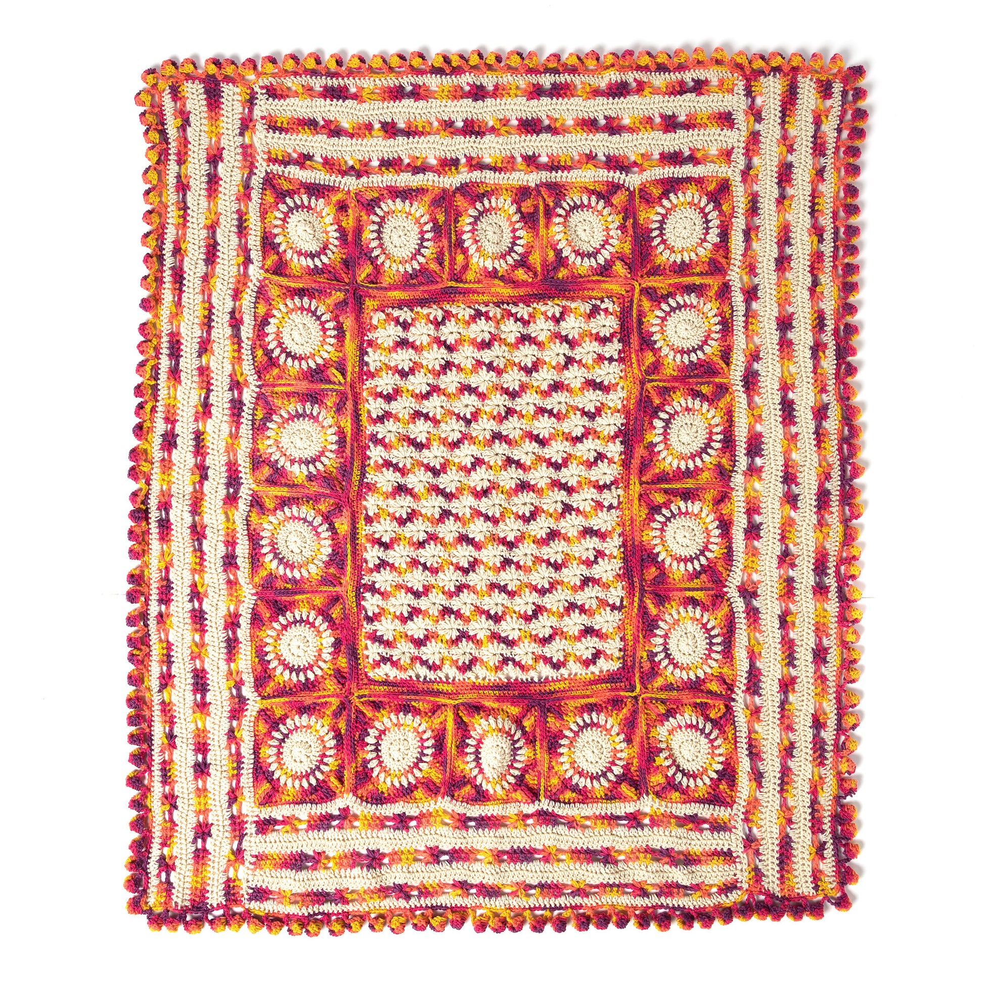 Free Caron Puffy Flower Fun Day Blanket Crochet Pattern | Yarnspirations