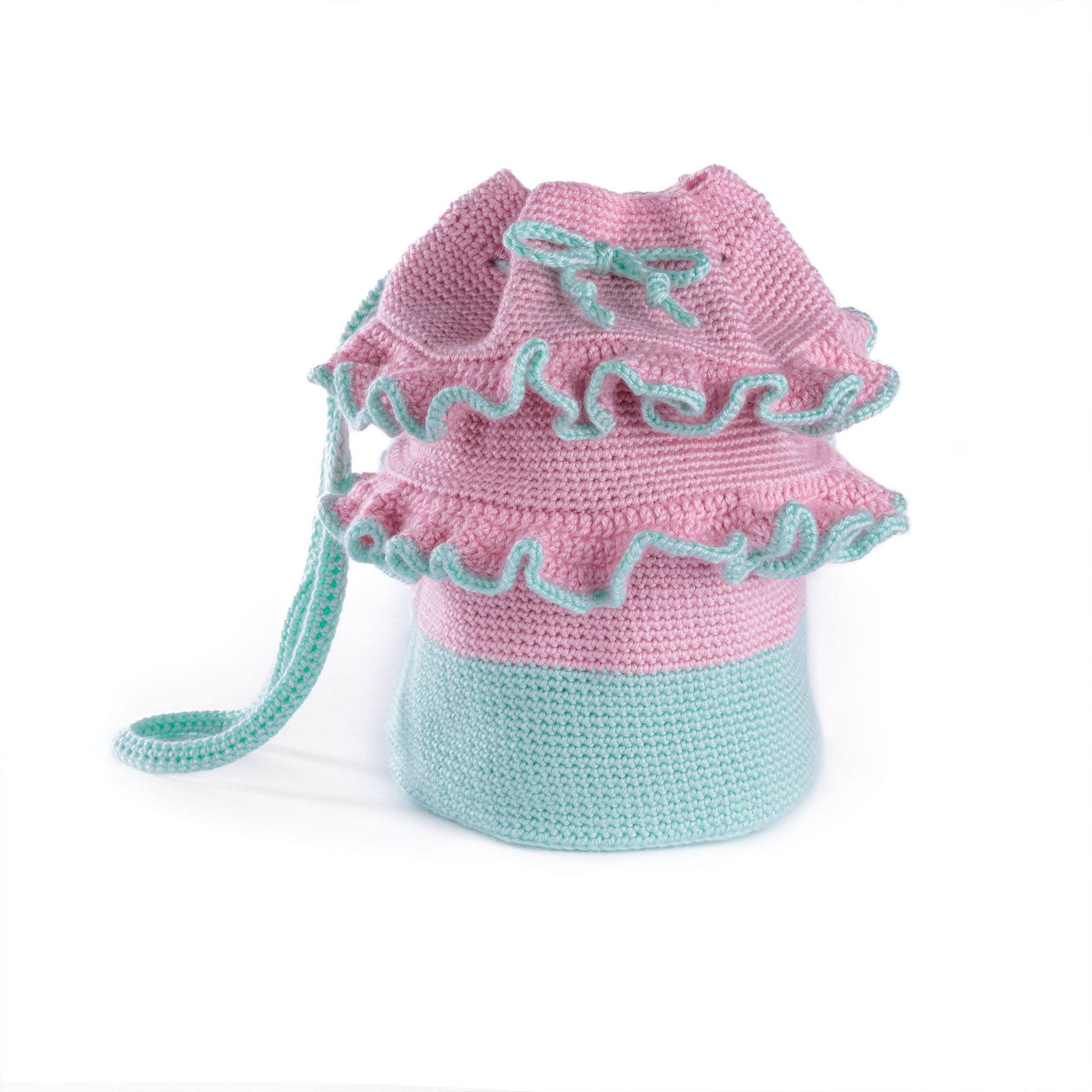 Free Easy Caron Crochet Frilly Bucket Bag Pattern | Yarnspirations