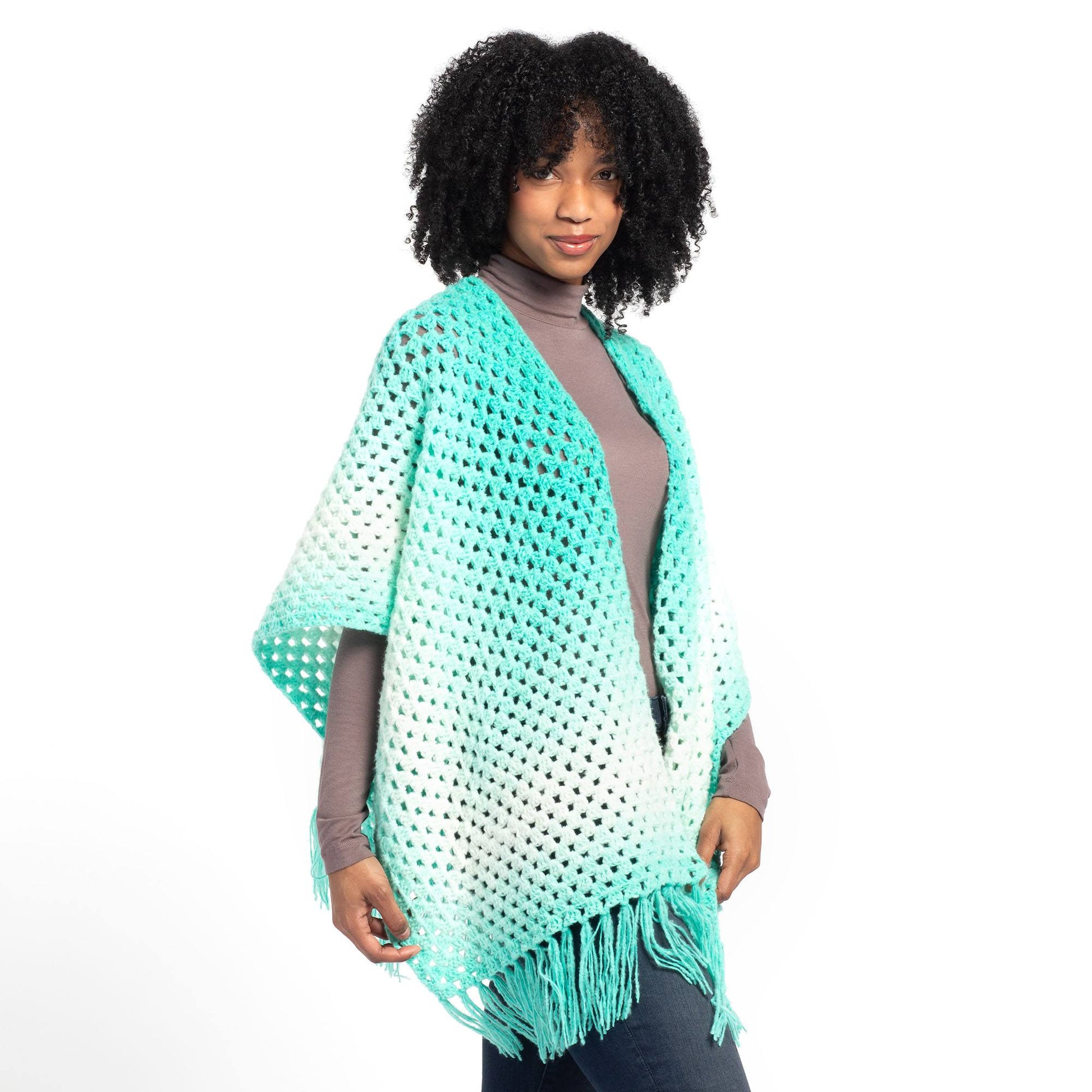 Free Beginner Caron Crochet Ethereal Gradient Ruana Pattern ...