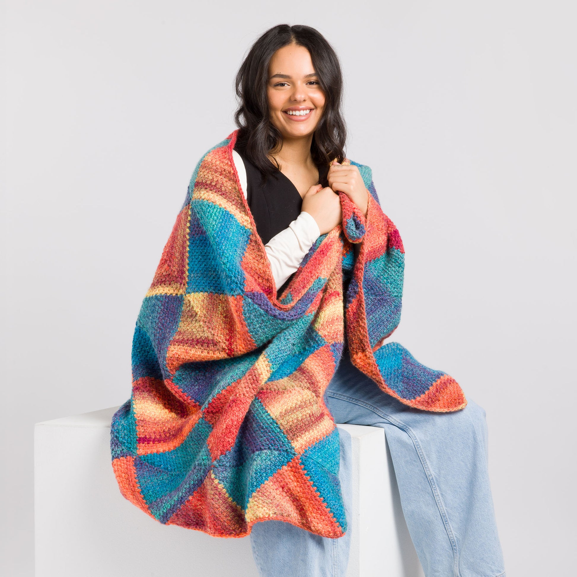 Free Easy Caron Harlequin Crochet Rectangular Shawl Pattern | Yarnspirations