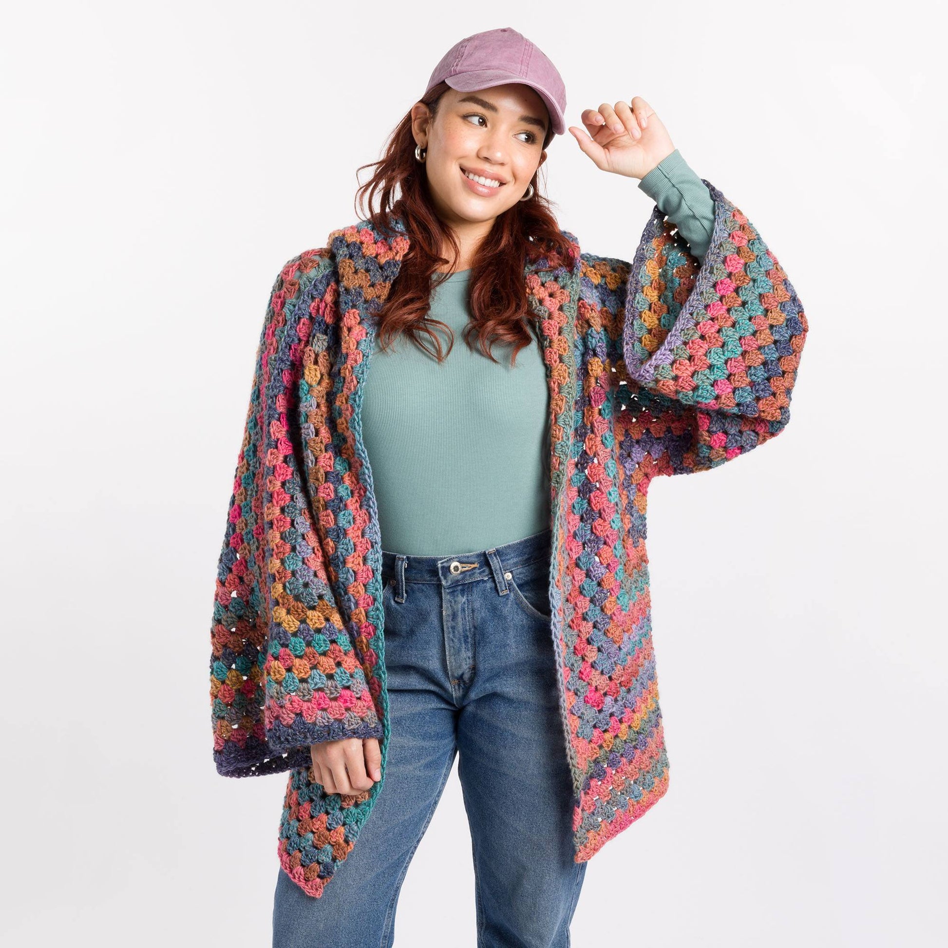 Free Easy Caron Crochet Hooded Hexi Cardi gan Pattern | Yarnspirations