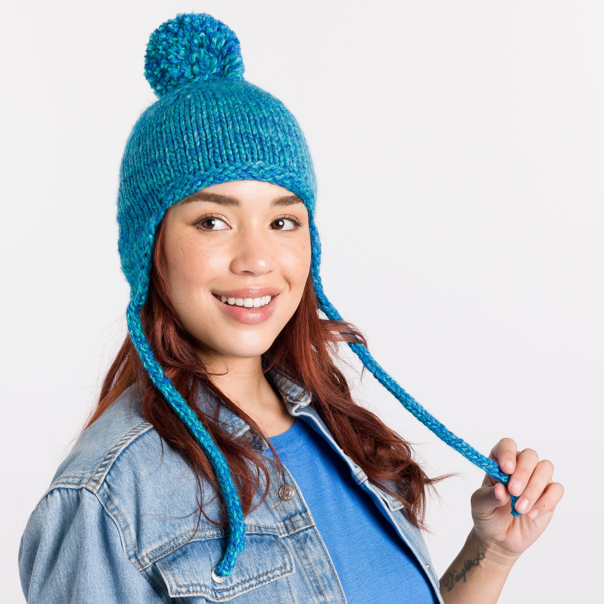 Free Easy Caron Knit Ear Flap Cozy Hat Pattern | Yarnspirations