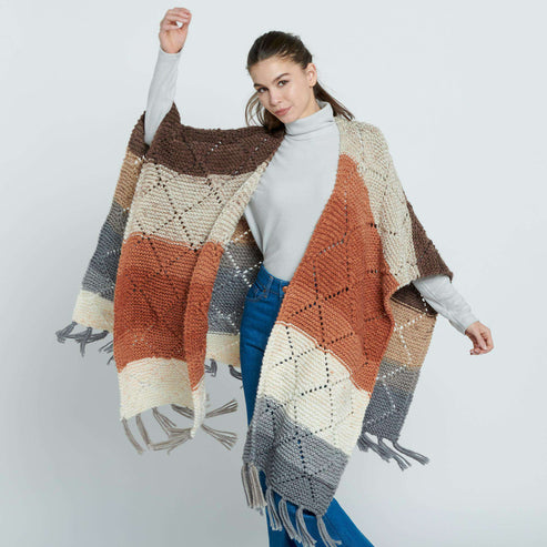 Caron Knit Diamond Ruana | Yarnspirations