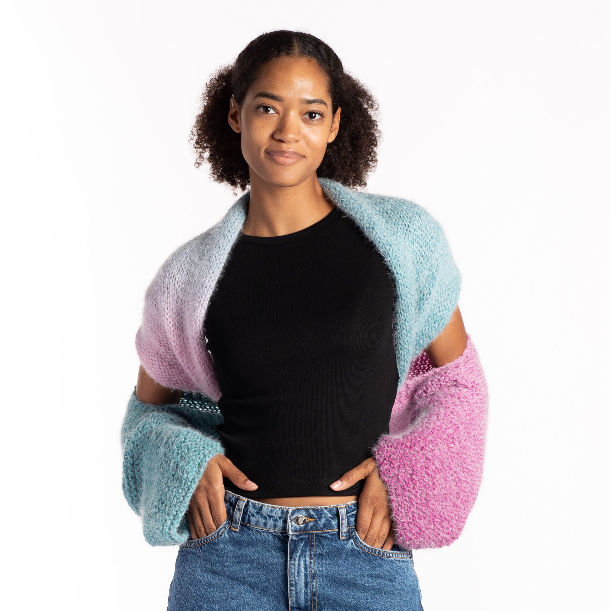 Free Beginner Caron Colorama Halo Twisted Wrap Knitting Pattern ...