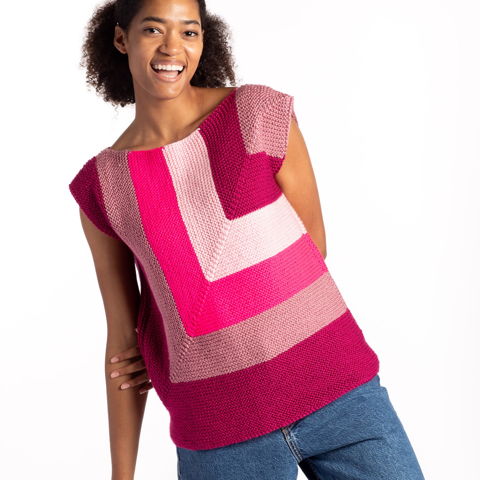 Free Easy Caron Mitered Angled Vest Knitting Pattern | Yarnspirations