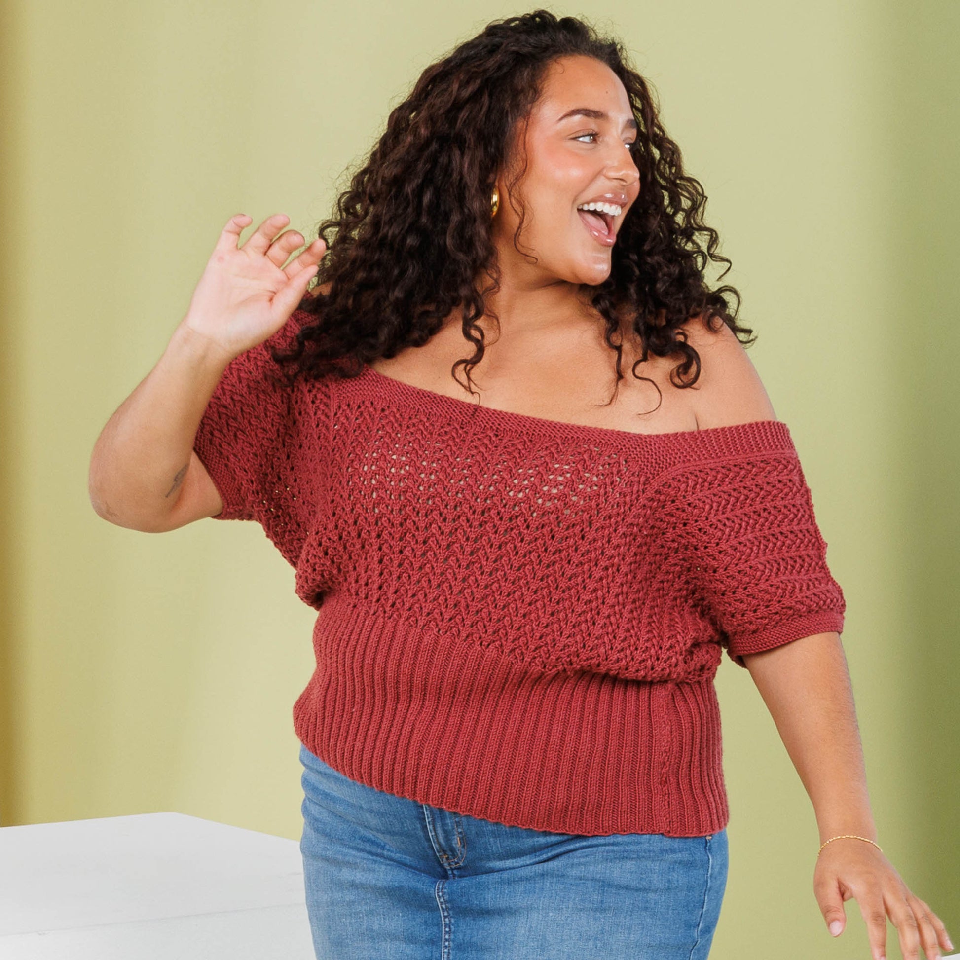 Free Easy Caron Layering Lace Knit Top Pattern | Yarnspirations