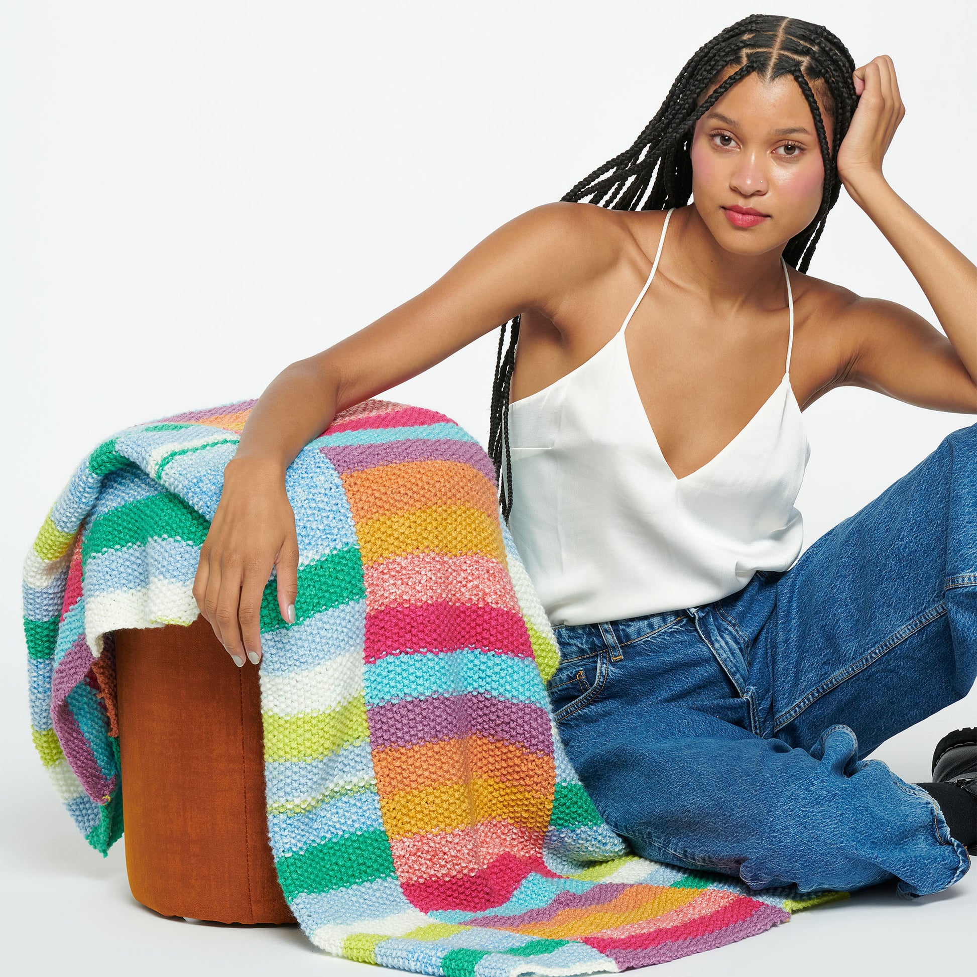 Free Beginner Caron Knit Beach Party Blanket Pattern | Yarnspirations