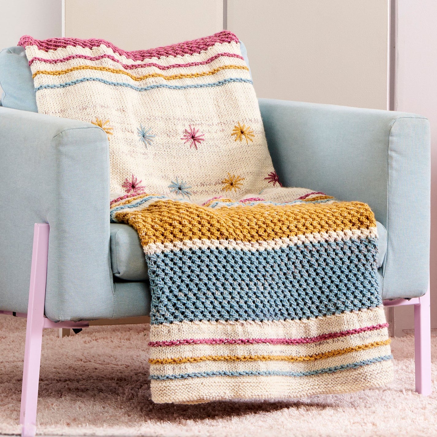 Free Caron Knit Spring Inspiration Blanket Pattern | Yarnspirations