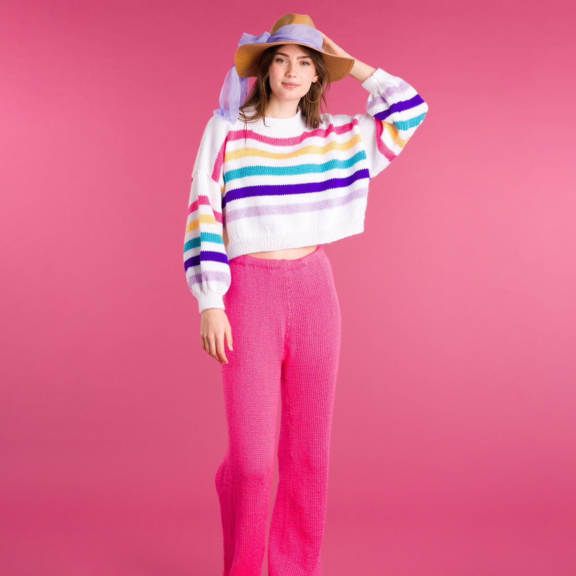 Free Easy Caron Dropped & Cropped Knit Pullover Pattern | Yarnspirations