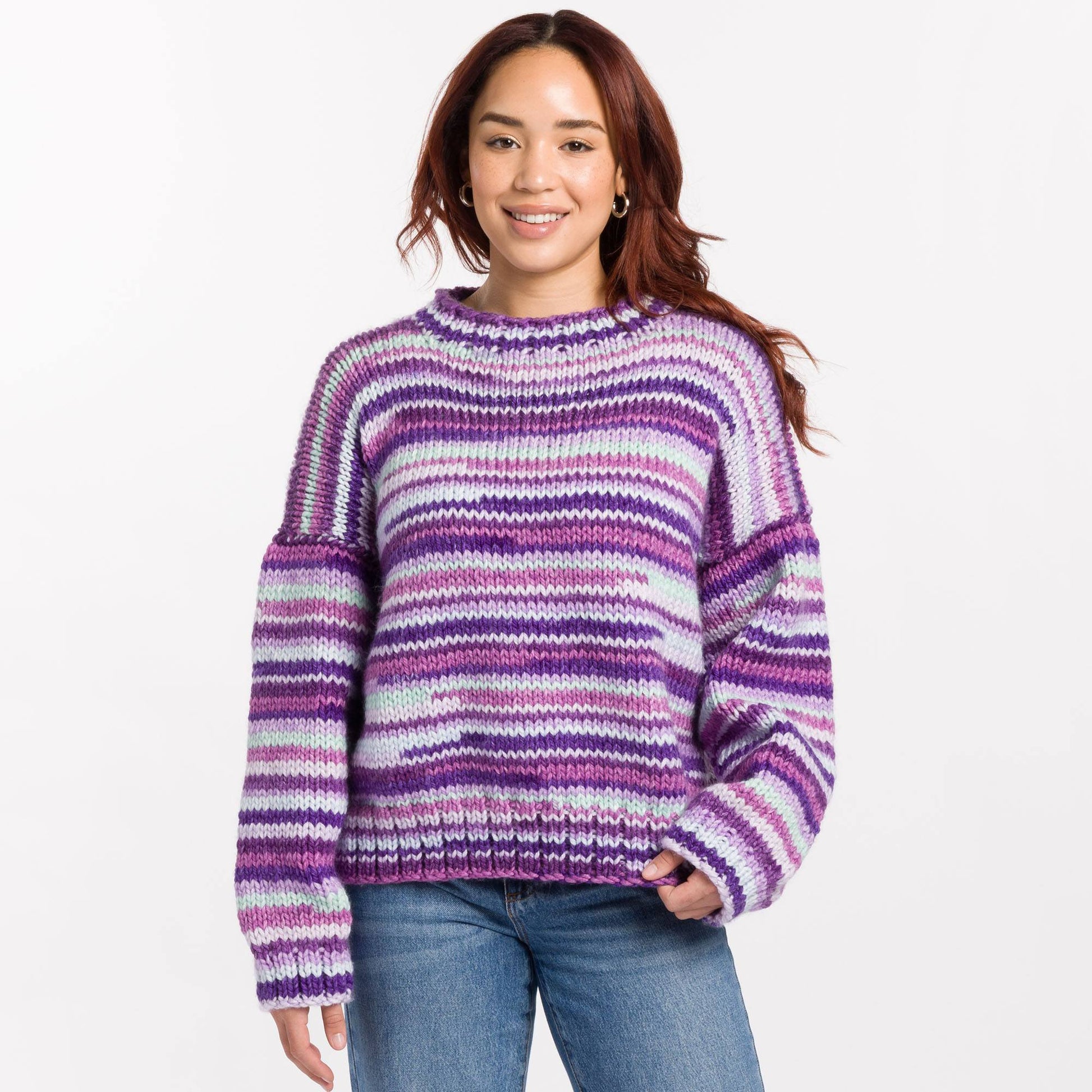 Free Beginner Caron Beginner's Luck Knit Sweater Pattern | Yarnspirations