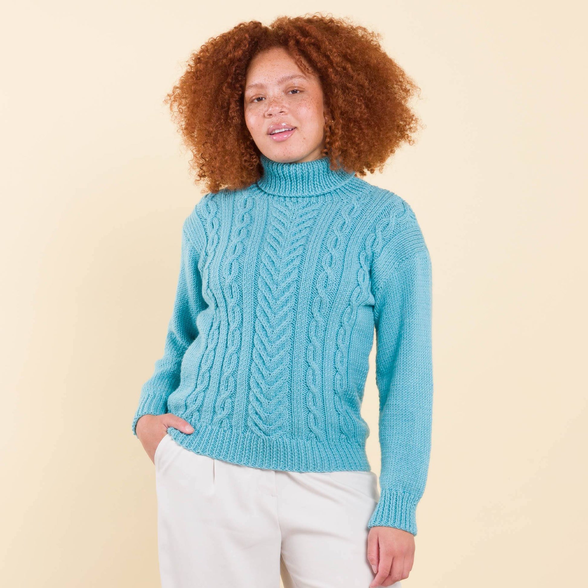 Free Intermediate Caron Knit Cabled Pullover Pattern | Yarnspirations
