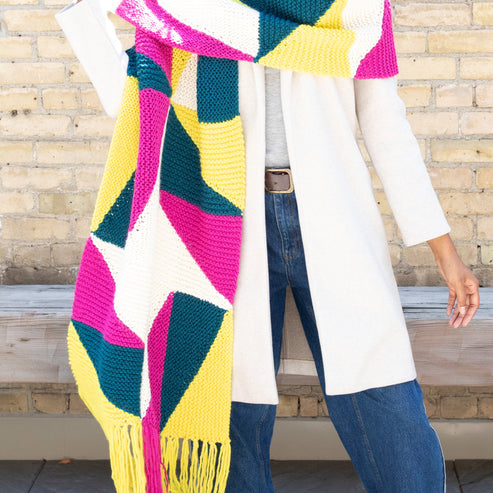 Free Patons Prism Paradise Blanket Scarf Knitting Pattern | Yarnspirations