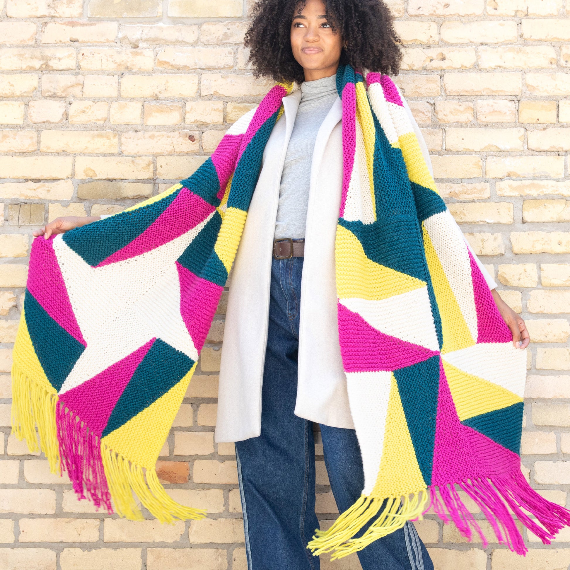 Free Patons Prism Paradise Blanket Scarf Knitting Pattern | Yarnspirations