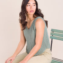 Free Patons Linen Straight Lines Knit Tank Pattern | Yarnspirations