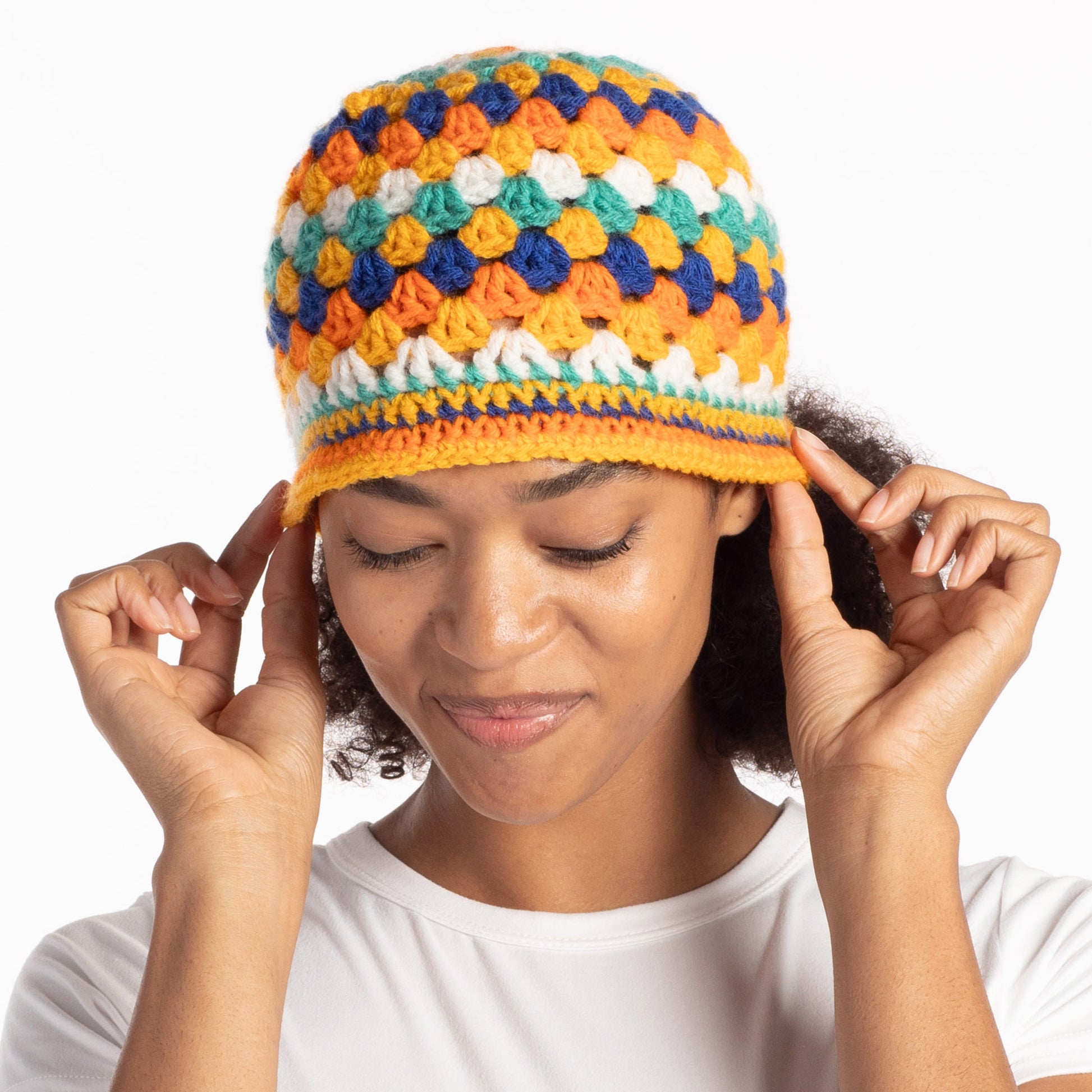 Free Easy Red Heart Bucket of Stripes Hat Crochet Pattern | Yarnspirations