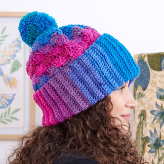 Free Easy Red Heart Stripy Shell Stitch Crochet Hat Pattern ...