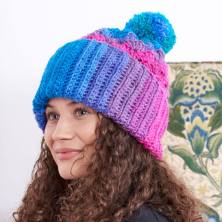 Free Easy Red Heart Stripy Shell Stitch Crochet Hat Pattern ...