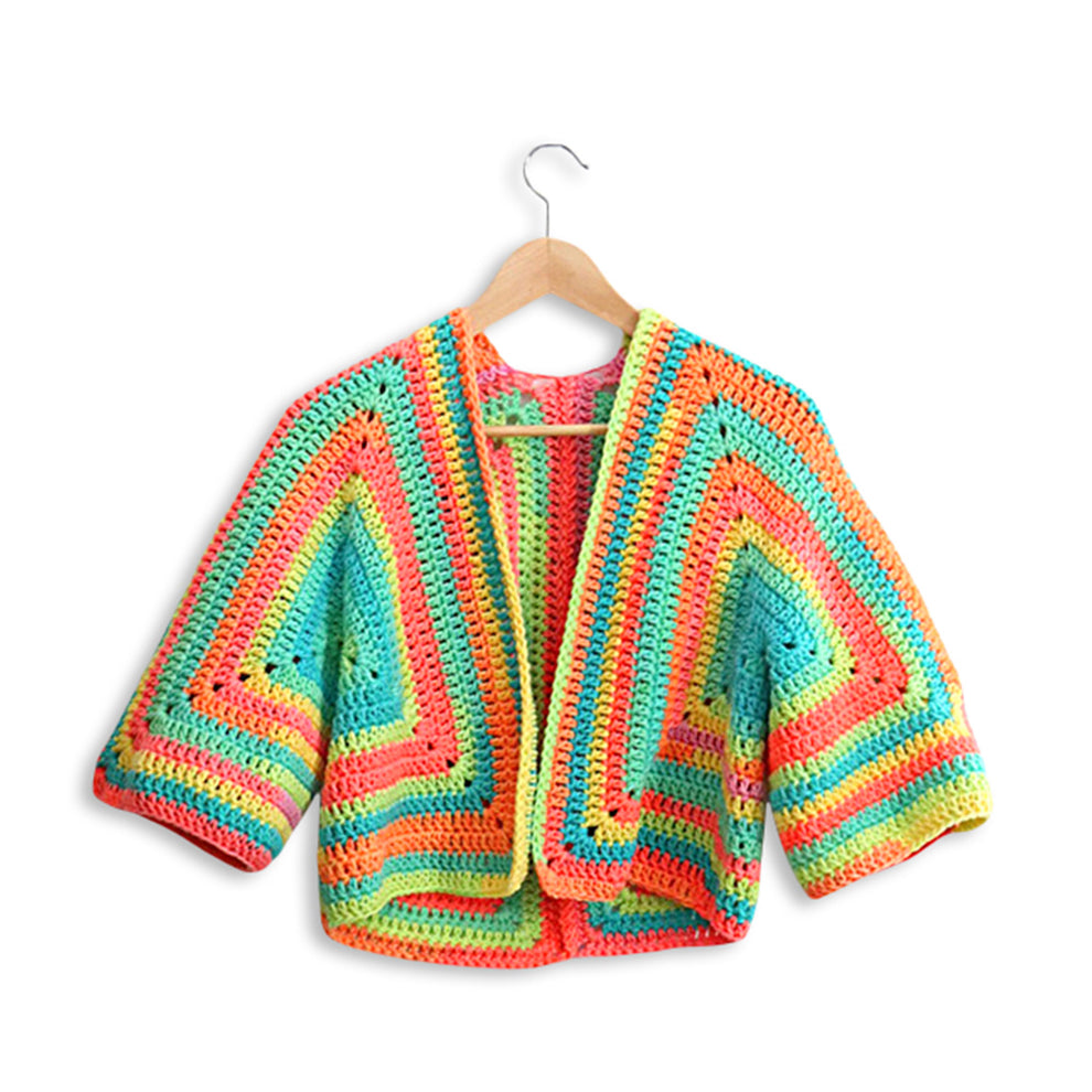 Free Easy Red Heart Retro Stripe Hexagon Cardigan Crochet Pattern ...
