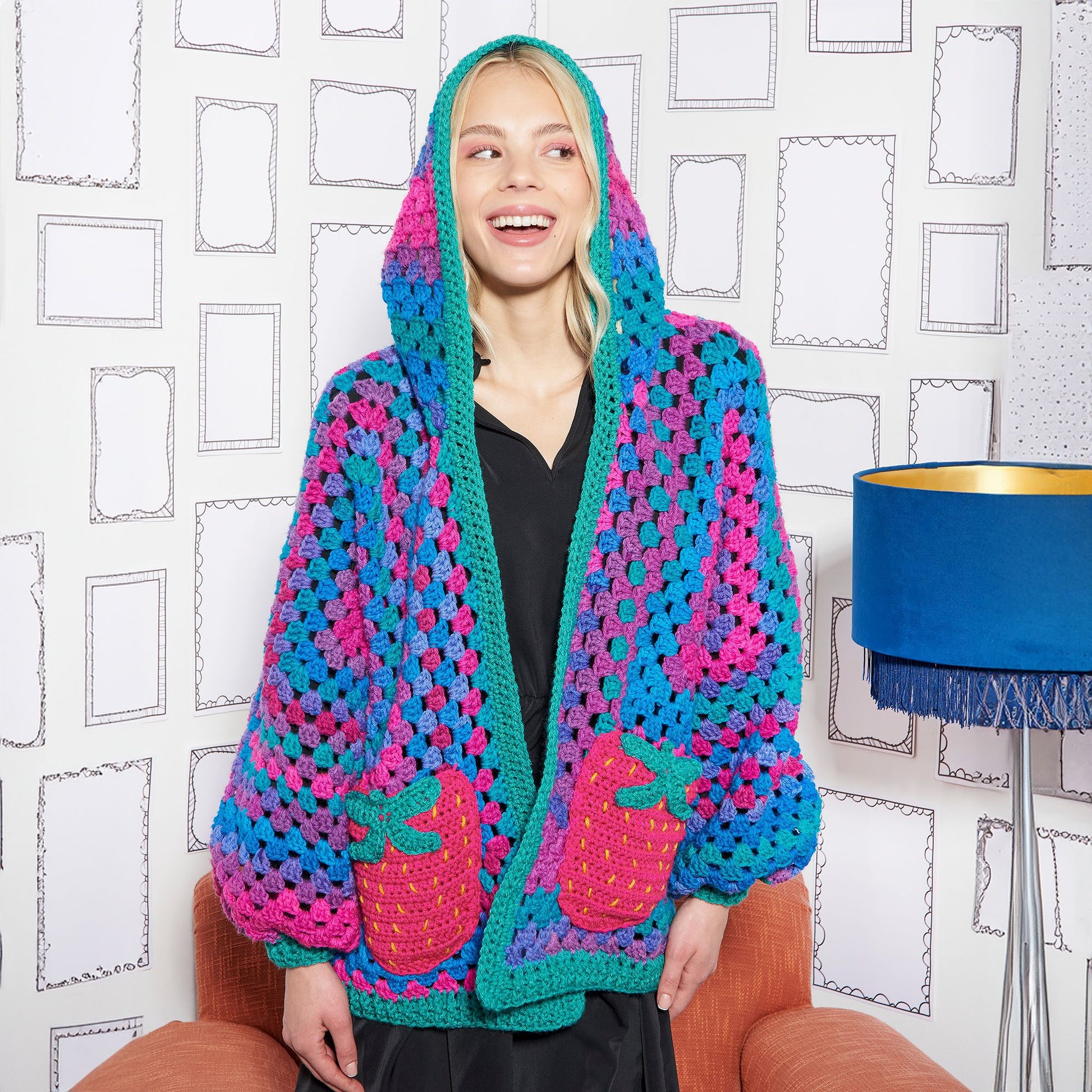 Free Beginner Red Heart Strawberry Patch Crochet Hexi Cardigan Pattern ...