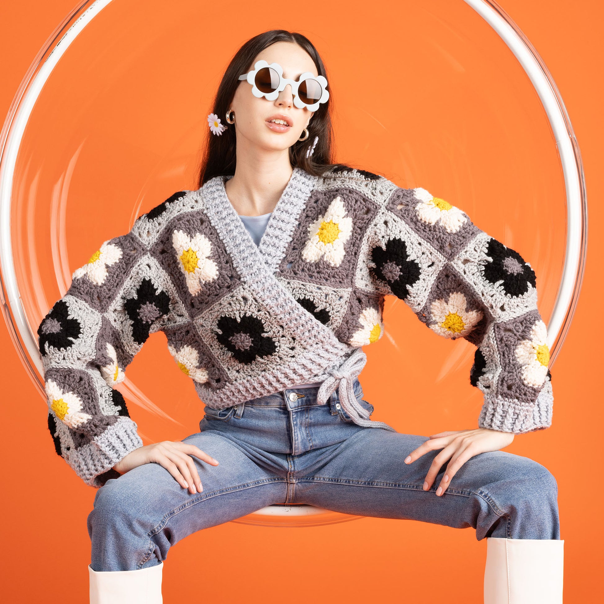 Free Easy Red Heart Flower Power Crochet Wrap Cardigan Pattern ...