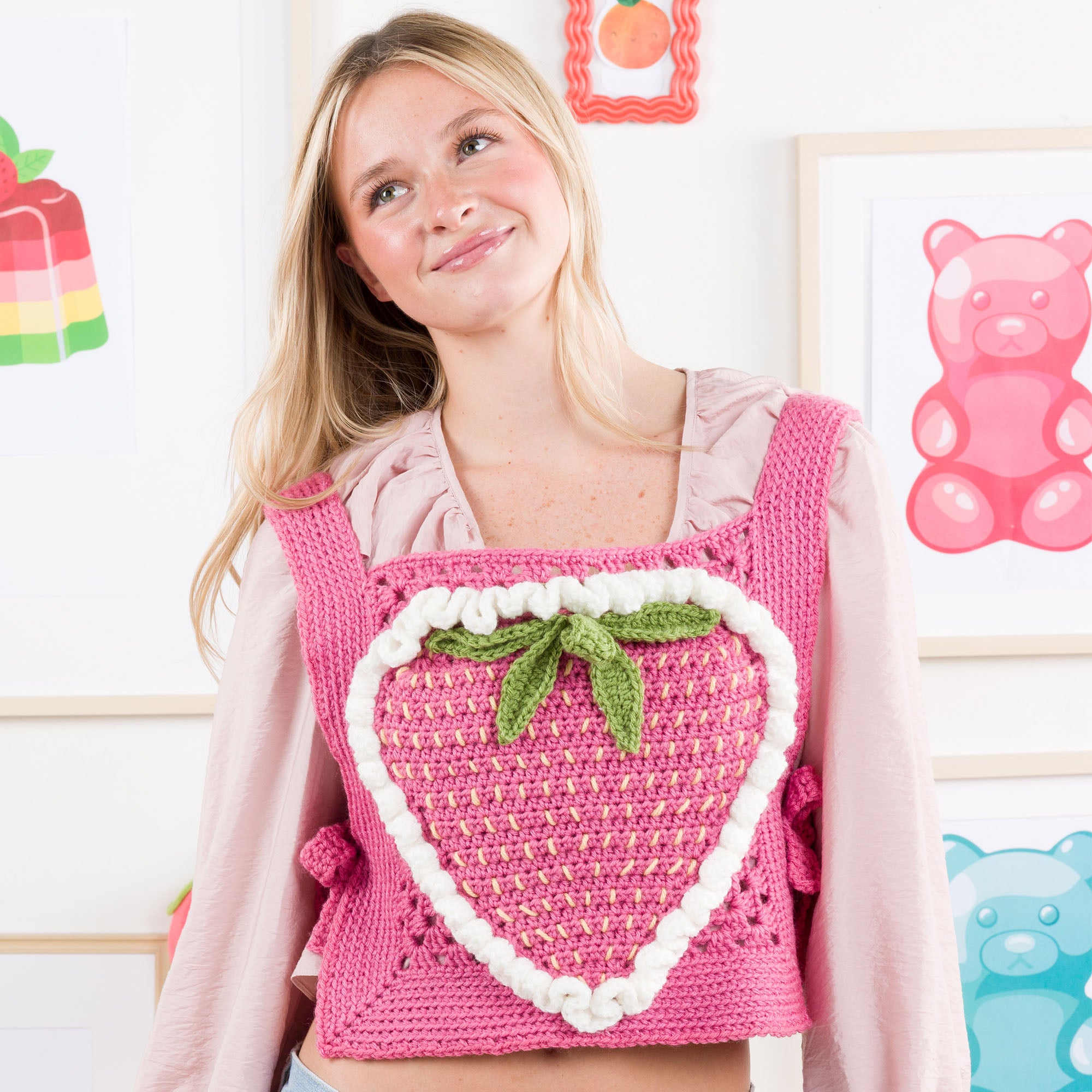 Free Easy Red Heart Sweet Berry Crochet Tabard Vest Pattern ...