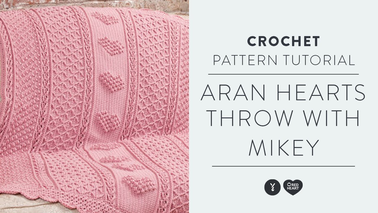 Free Intermediate Red Heart Aran Hearts Throw Crochet Pattern ...