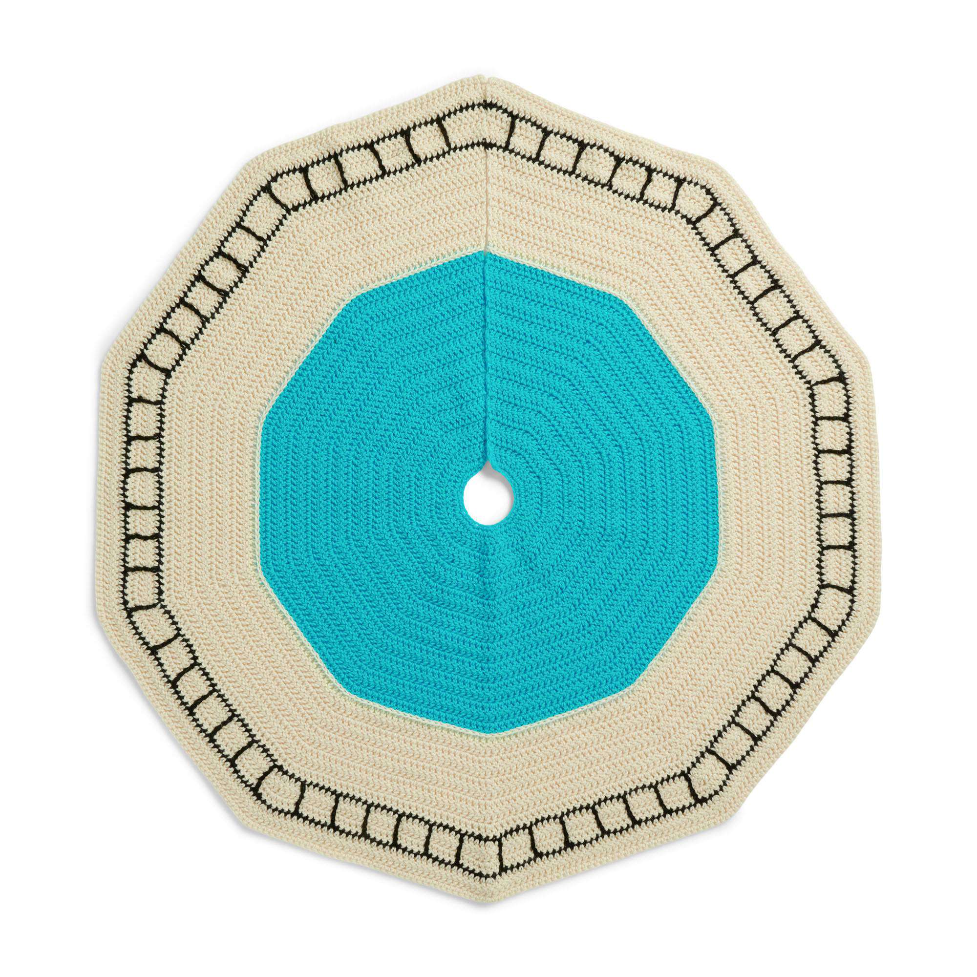 Free Red Heart Train Track Tree Skirt Set Crochet Pattern | Yarnspirations