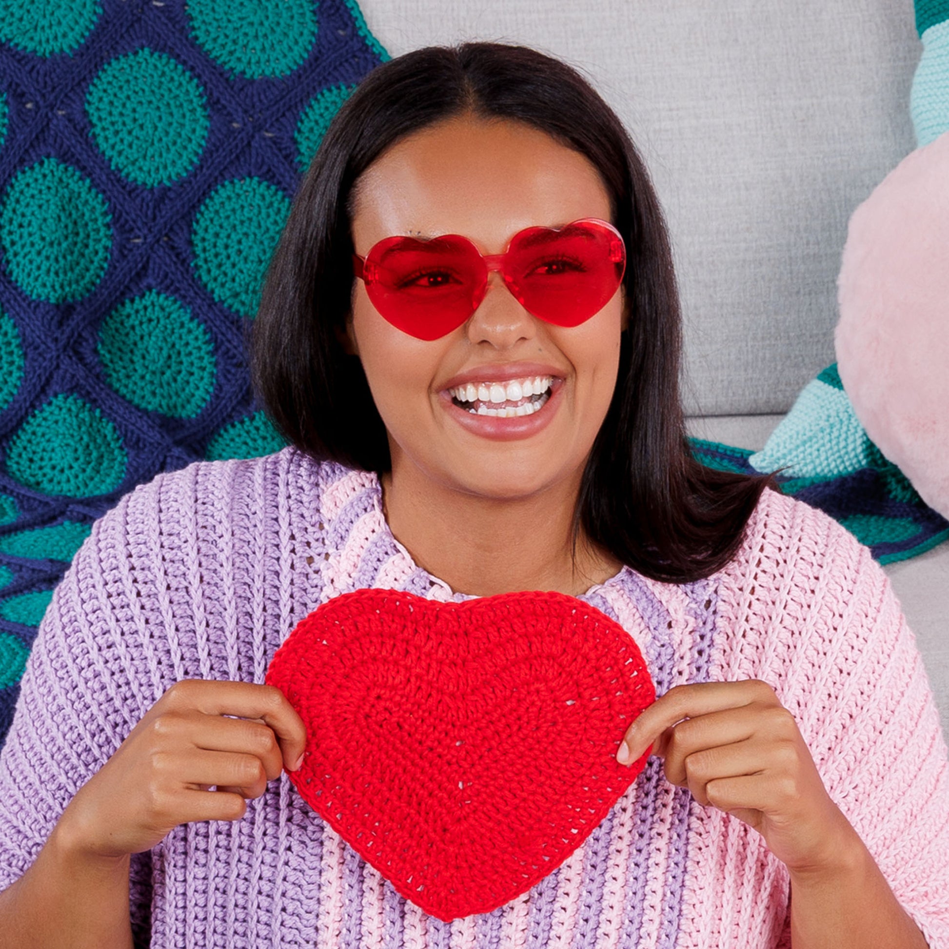 Free Easy Red Heart Feeling the Love Crochet Heart Applique Pattern ...