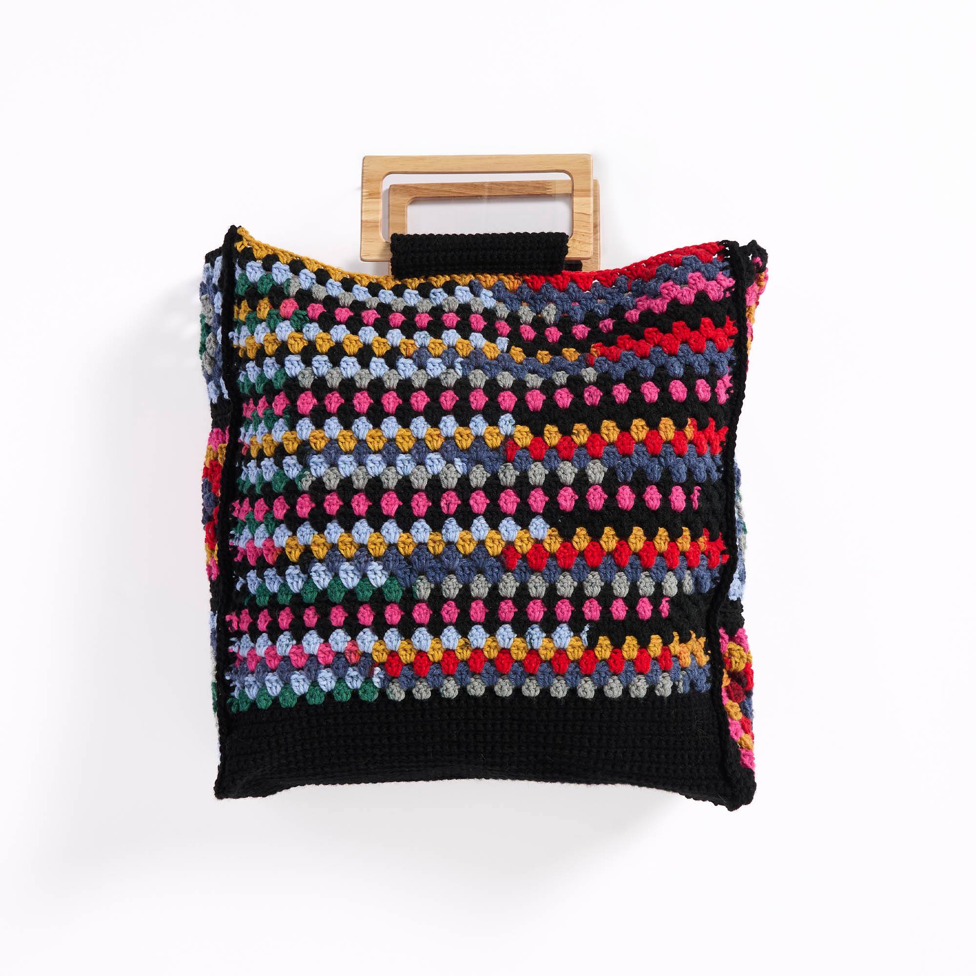 Free Easy Red Heart Granny Squares & Stripes Crochet Tote Pattern ...
