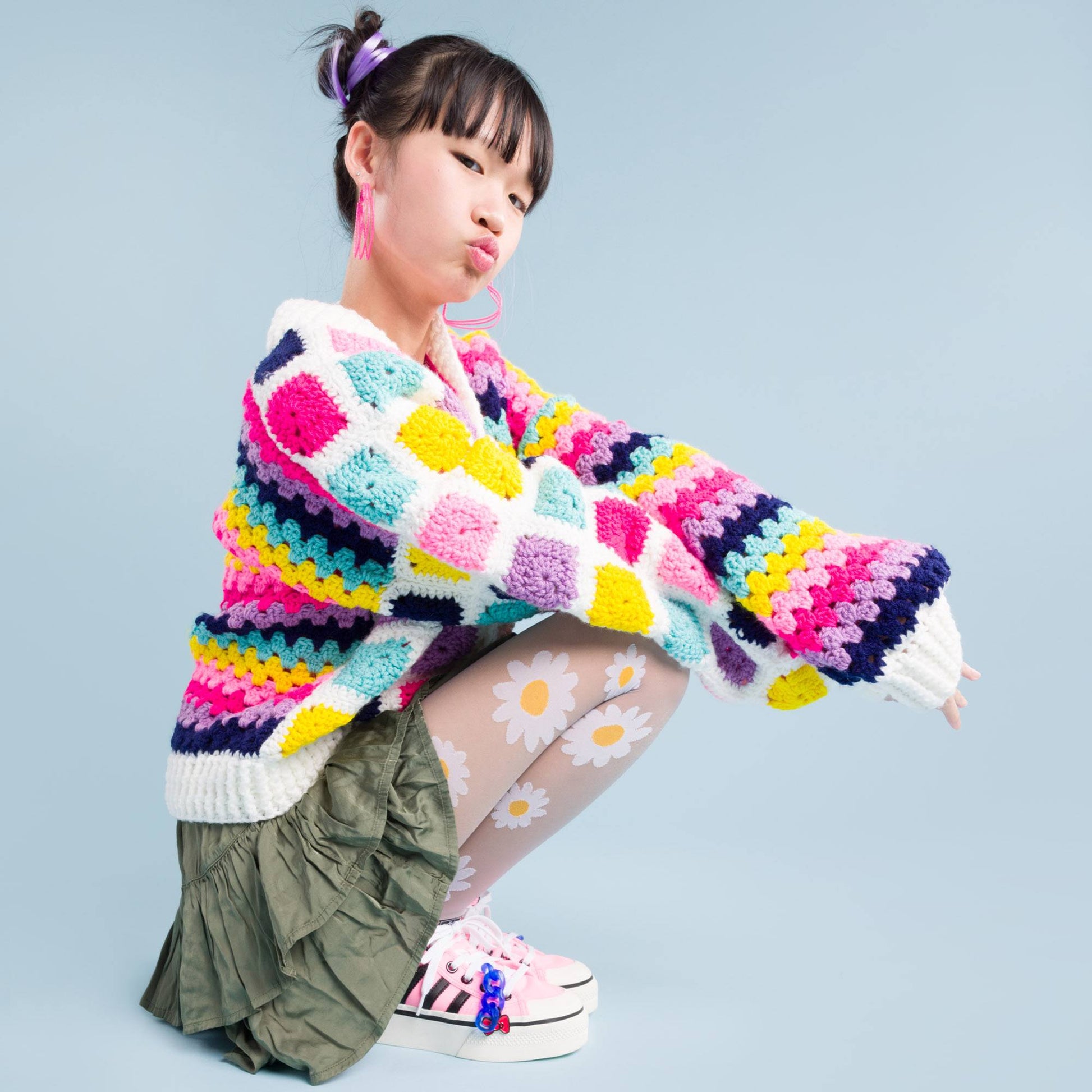 Free Red Heart on the Bright Side Crochet Cardigan Pattern | Yarnspirations