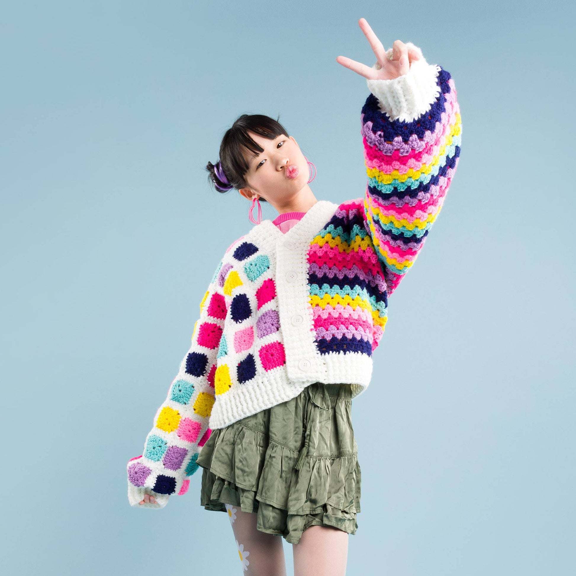 Free Red Heart on the Bright Side Crochet Cardigan Pattern | Yarnspirations