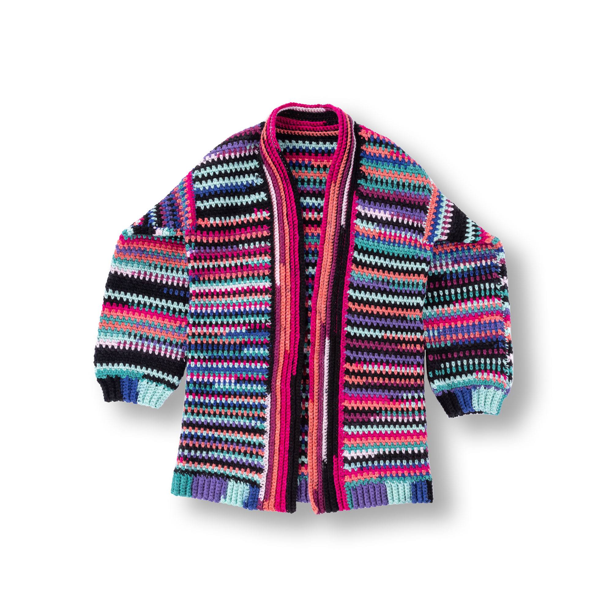 Free Beginner Red Heart Vivid Stripes Crochet Cardigan Pattern ...