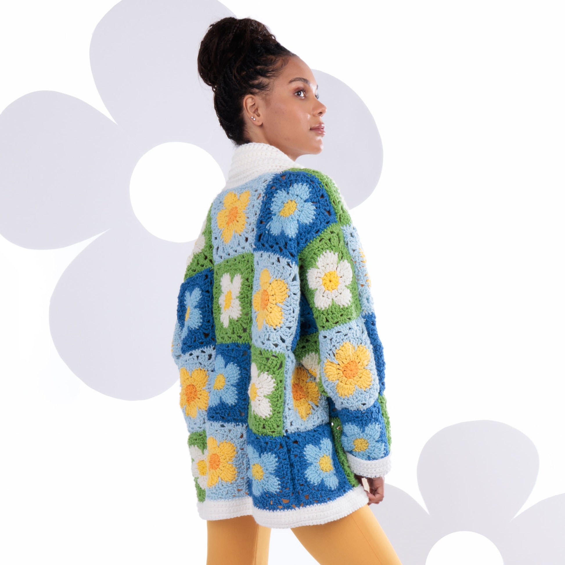 Free Easy Red Heart Cozy Posies Crochet Granny Cardigan Pattern | Yarnspirations