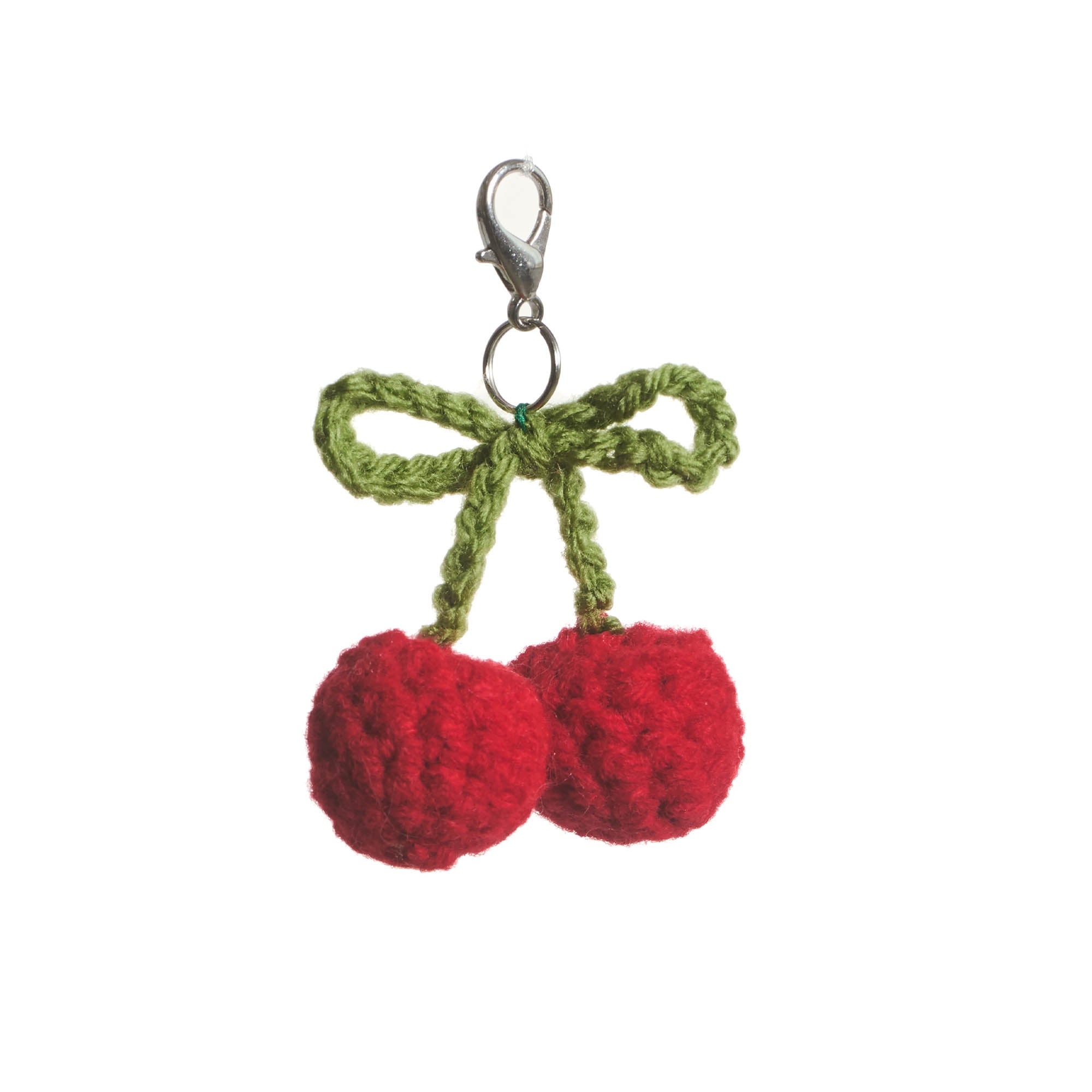 Free Easy Red Heart Sweet Cherries Crochet Bag Charm Pattern ...