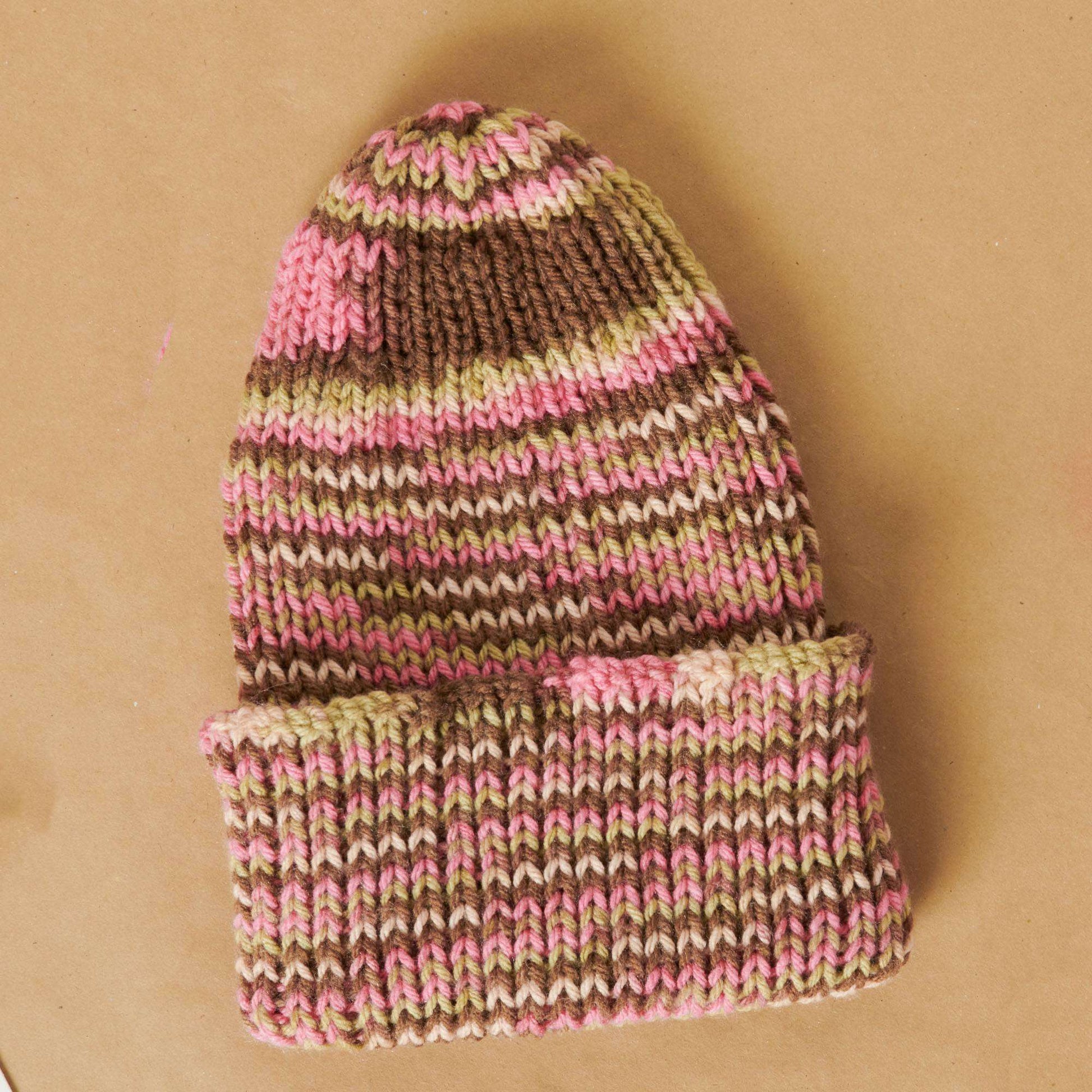 Free Red Heart Bottom Up Ribbed Beanie Knitting Pattern | Yarnspirations